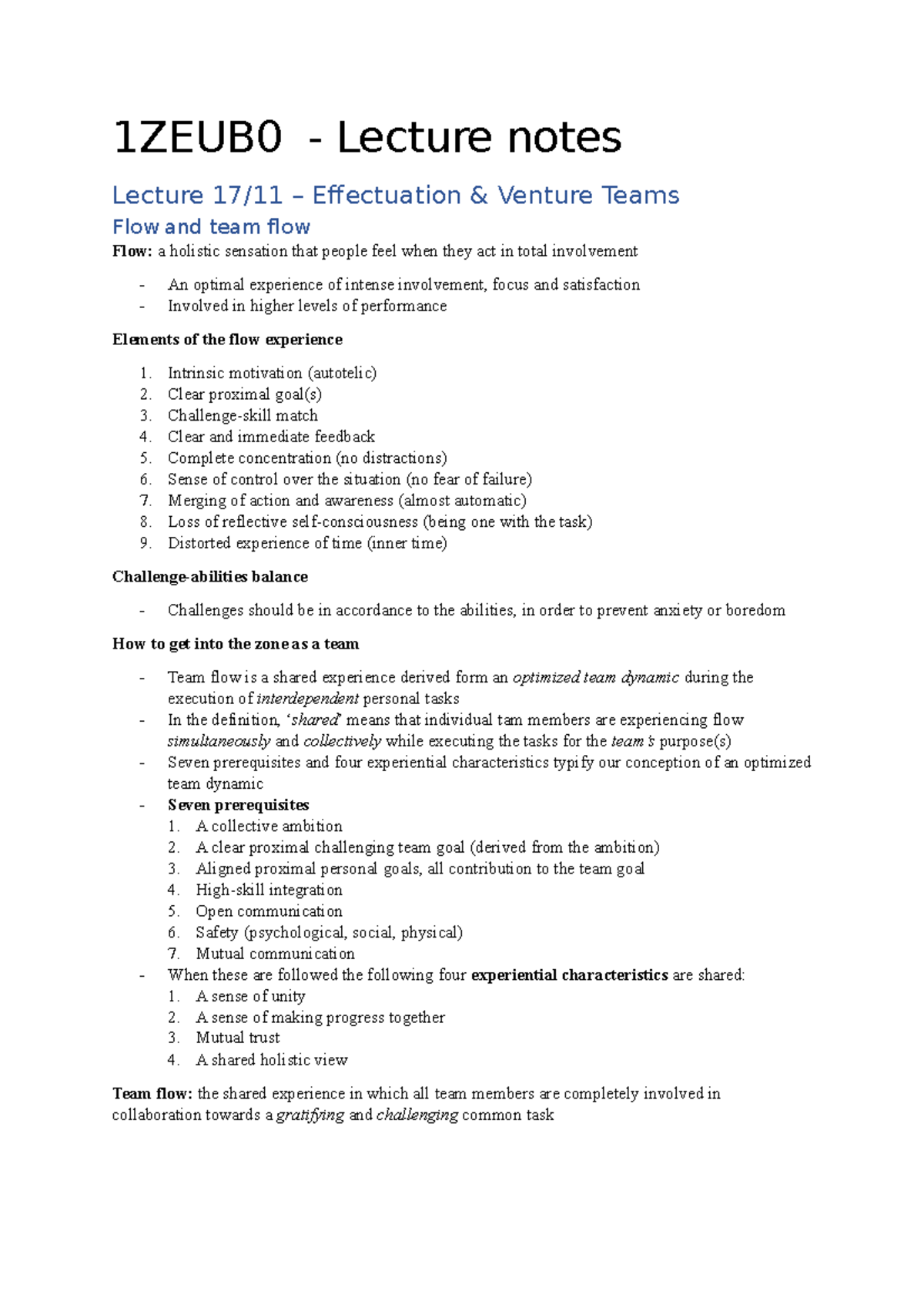 1ZEUB0 - Lecture notes first lectures - 1ZEUB0 - Lecture notes Lecture ...