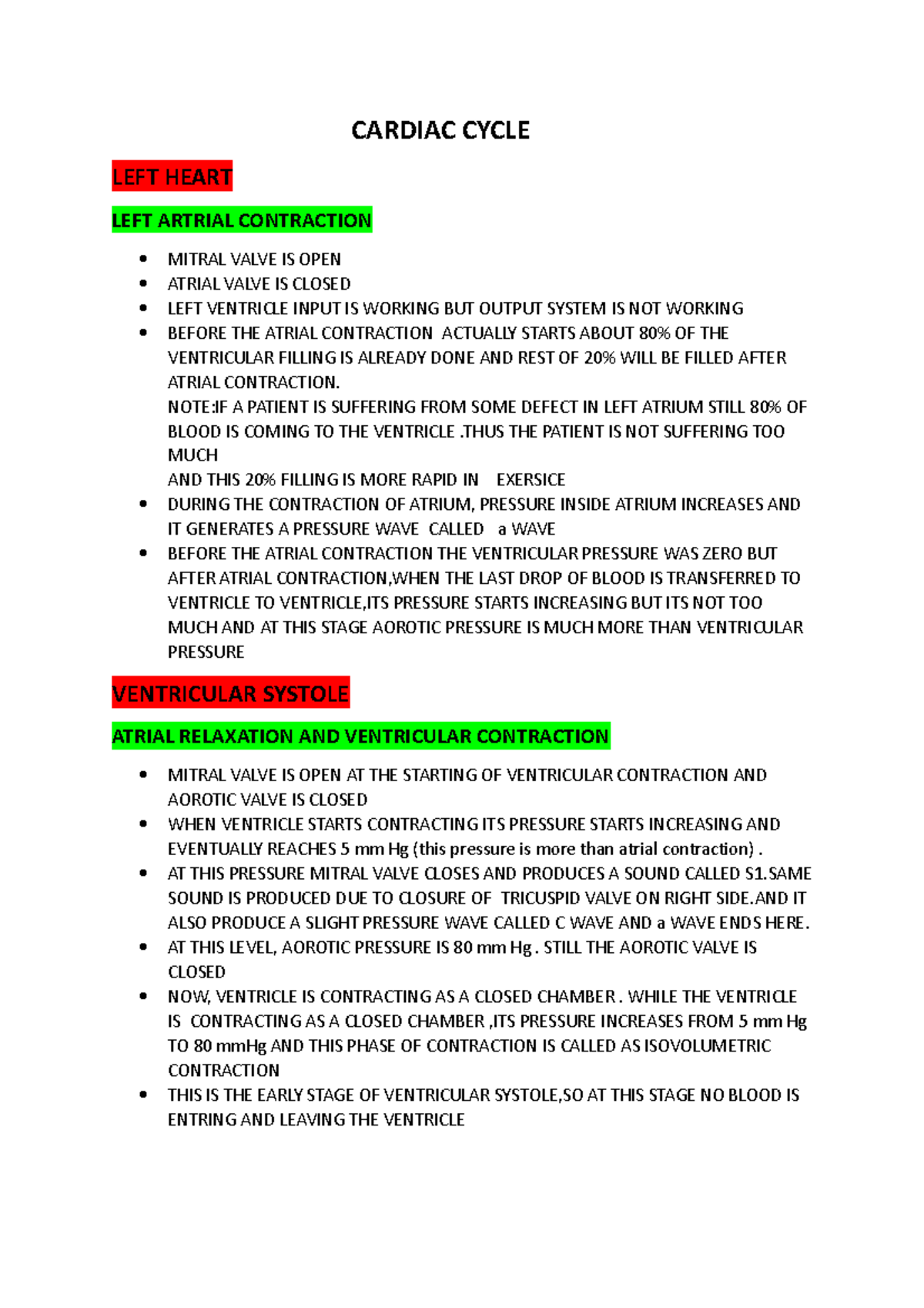 Cardiac Cycle - they are najeeb lecture notes - CARDIAC CYCLE LEFT ...