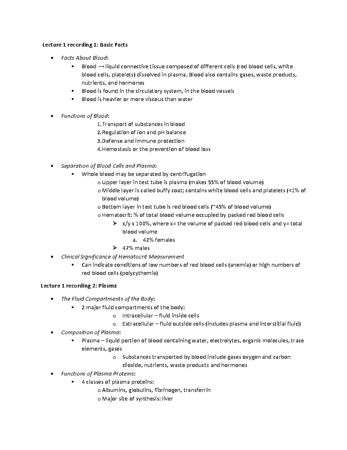 Study Notes- Blood Physiology - blood cells, blood type, blood clotting ...