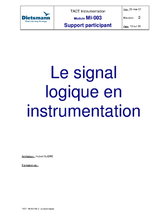TACT - MI-001 Rév 2 - Le signal - TACT Instrumentation Module MI ...
