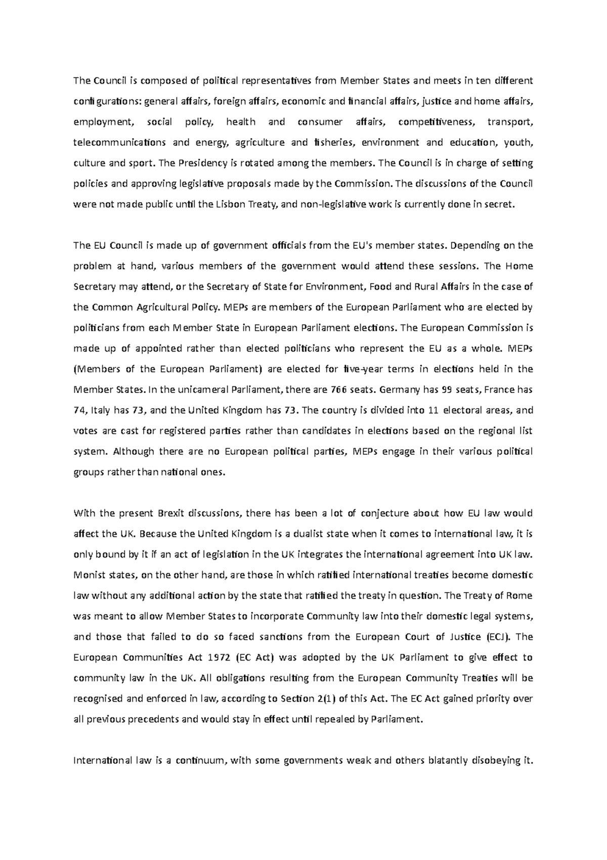 The european union notes - LAW1102 - MDX - Studocu