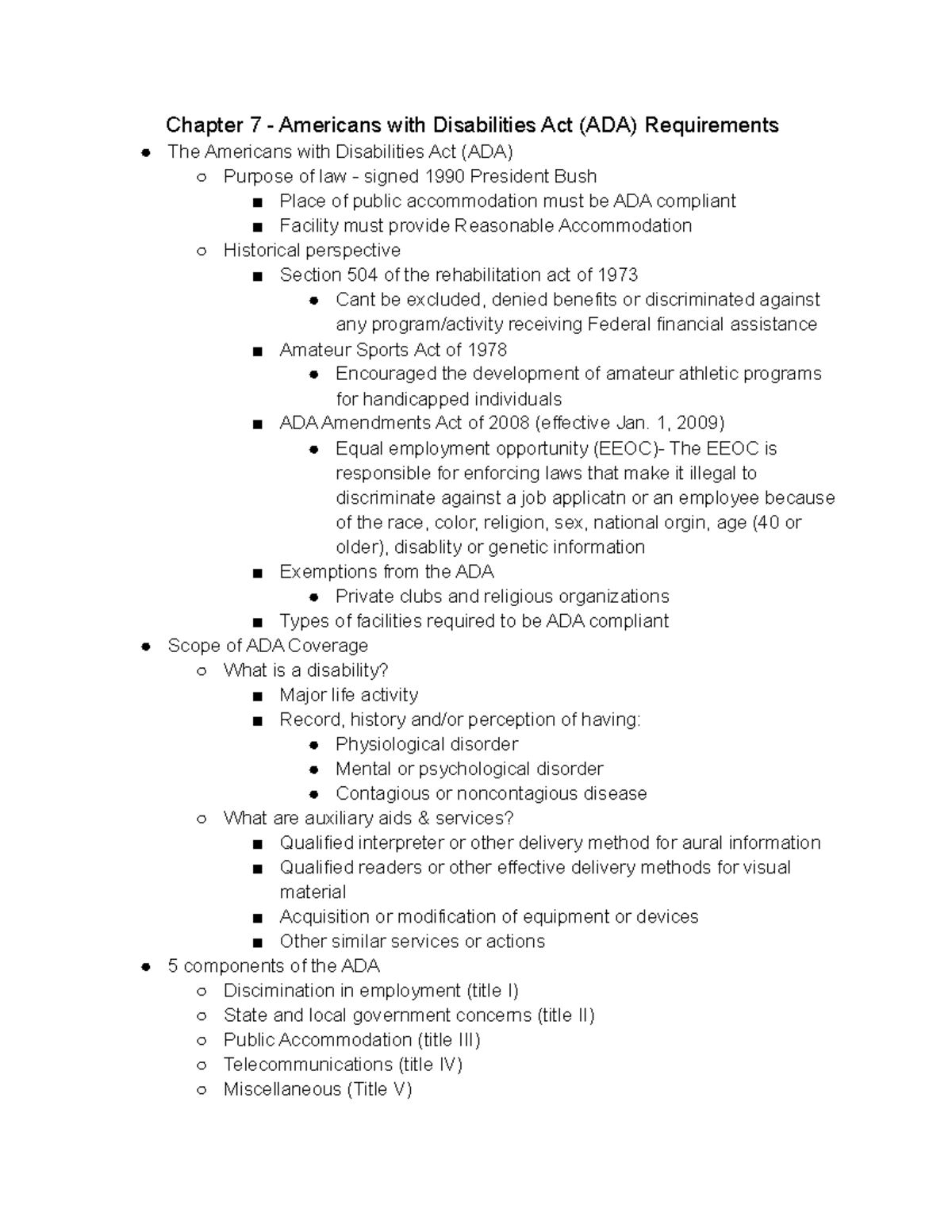 Chapter 7 - Americans with Disabilities Act (ADA) Requirements Lecture ...