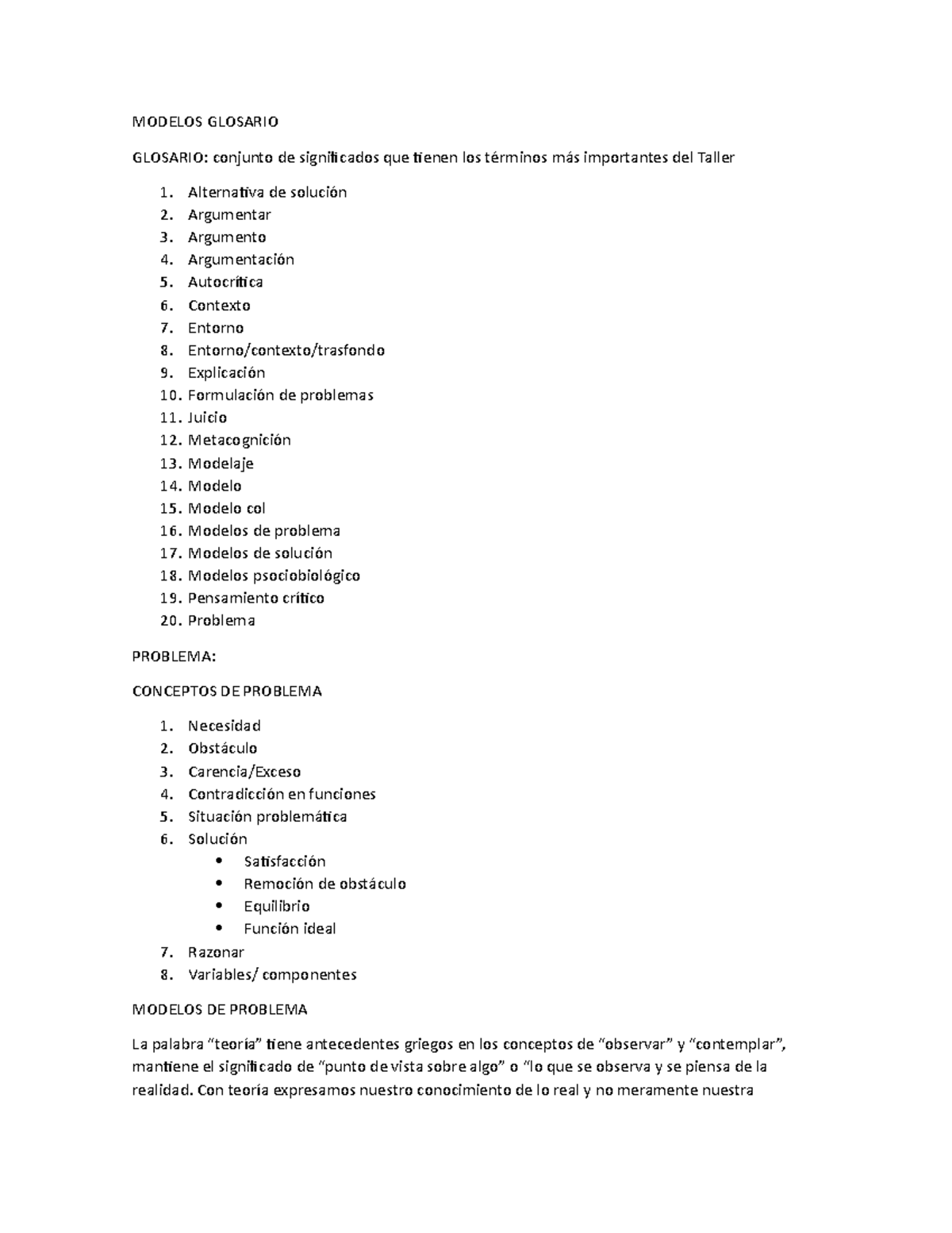 Modelos Glosario - MODELOS GLOSARIO GLOSARIO: conjunto de significados que tienen los términos ...