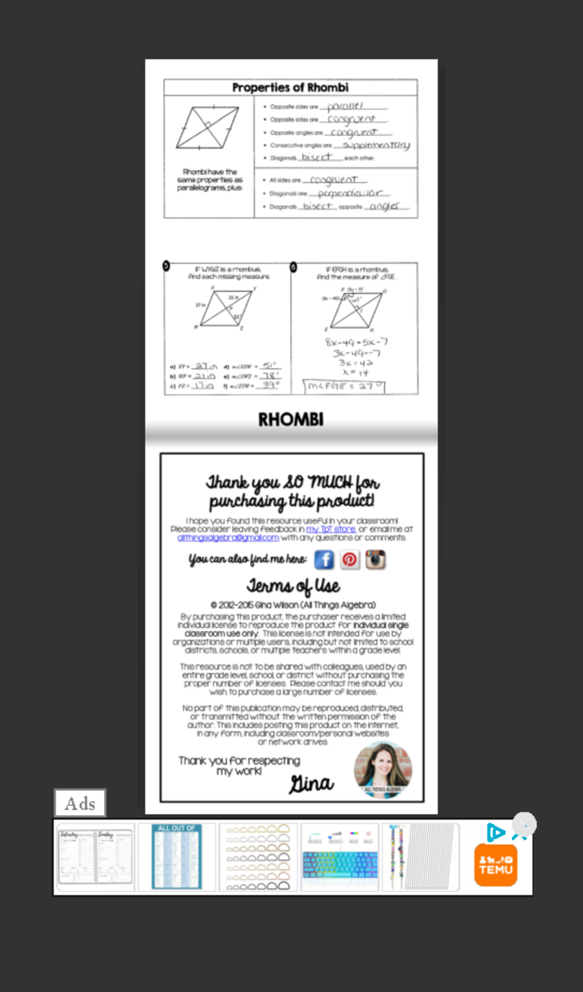 Day 16 - Quadrilaterals Flip Book - Ads - Studocu