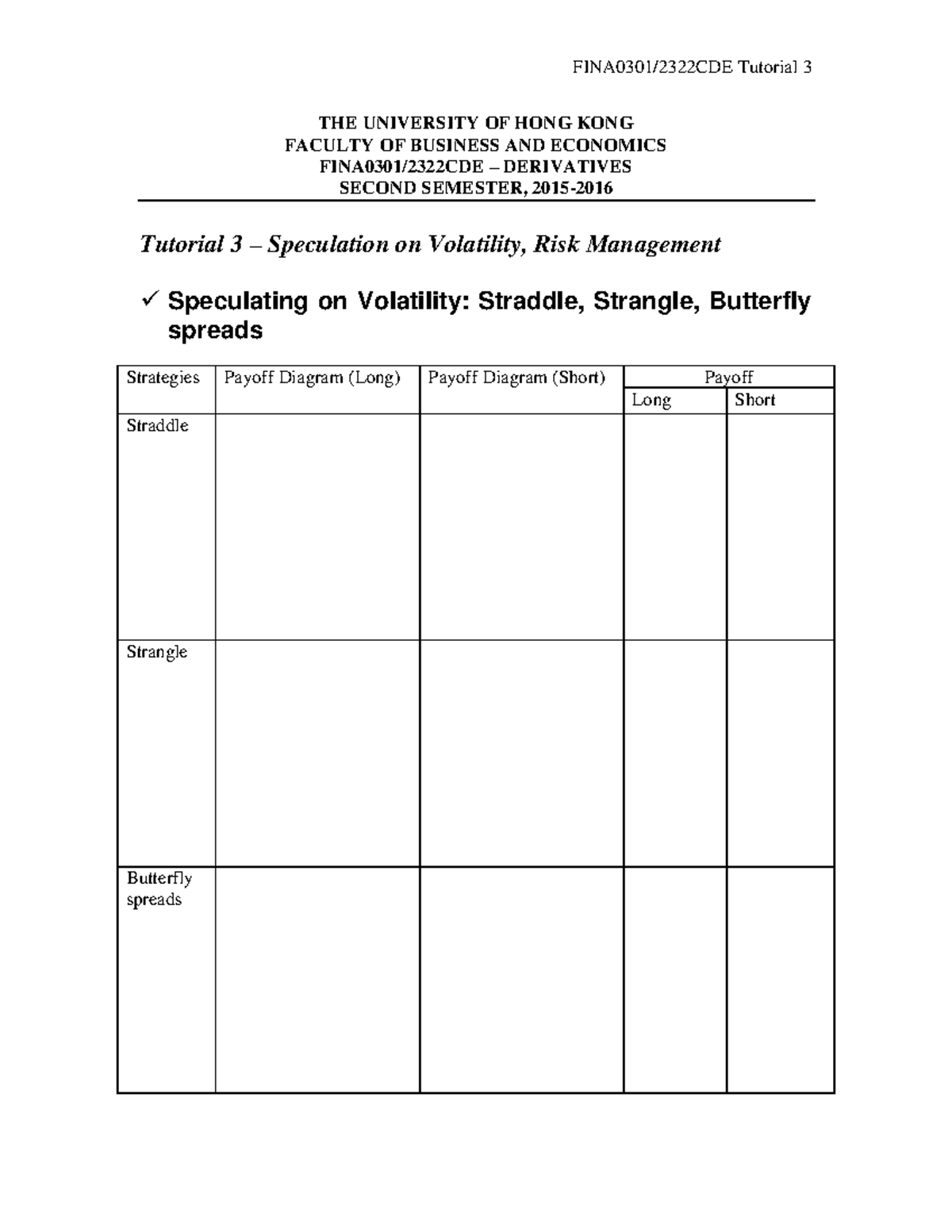 FINA0301 2322 Tutorial 3 - THE UNIVERSITY OF HONG KONG FACULTY OF ...