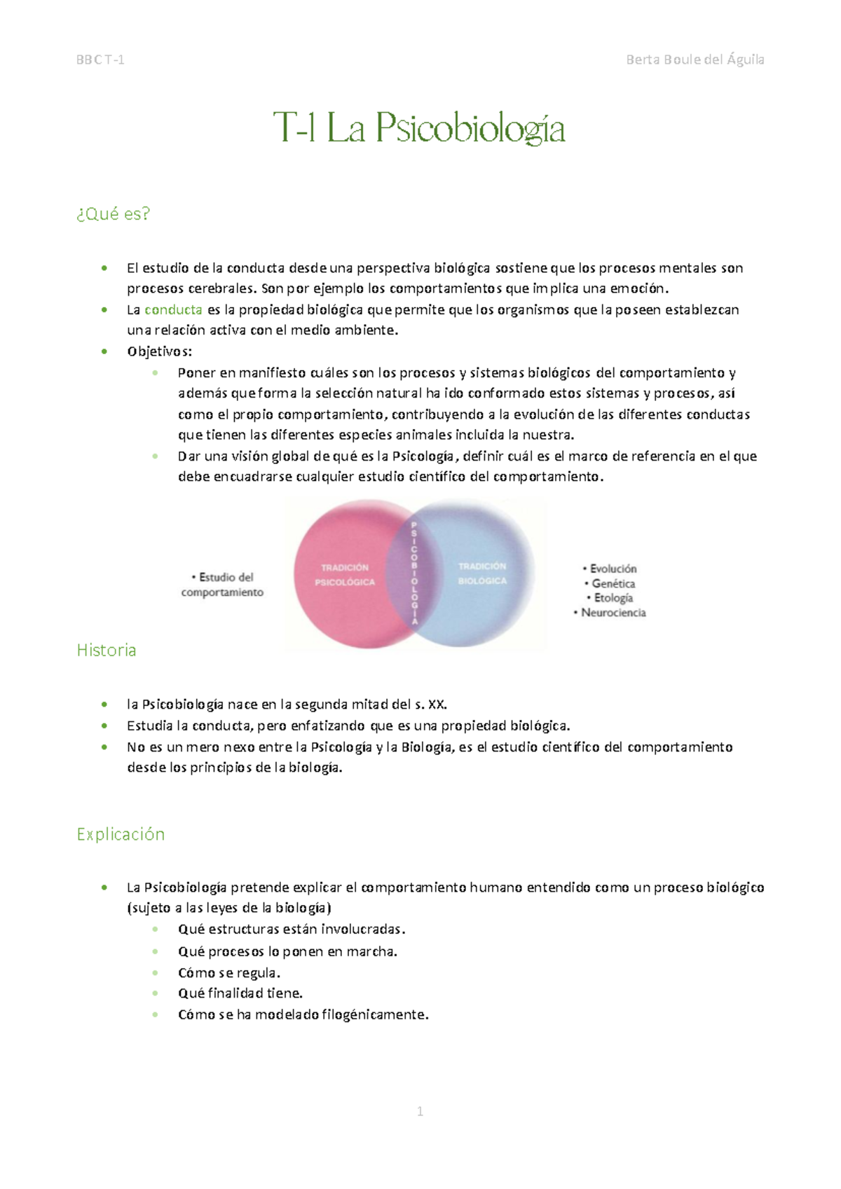T-1 La Psicobiología - T-1 La Psicobiología ¿Qué es? El estudio de la ...