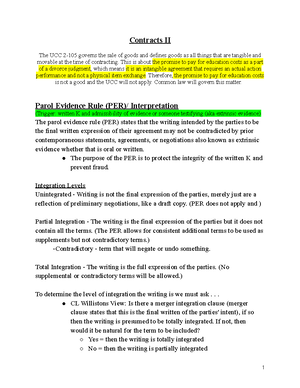 Contract Outline - CONTRACT OUTLINE The Three Elements of a Contract: 1 ...