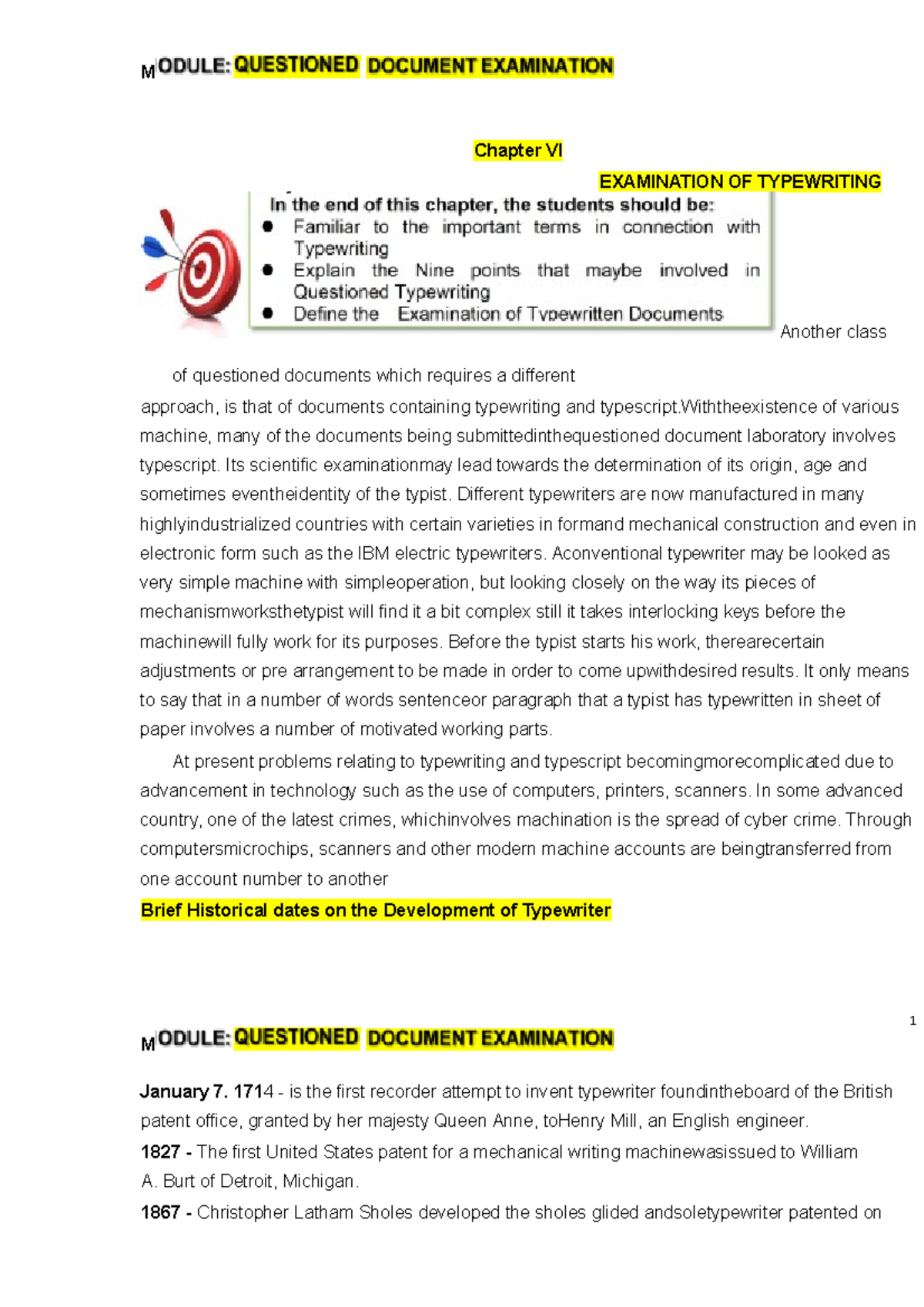 Chapter VI Examinations OF Typewriting - M Chapter VI EXAMINATION OF ...