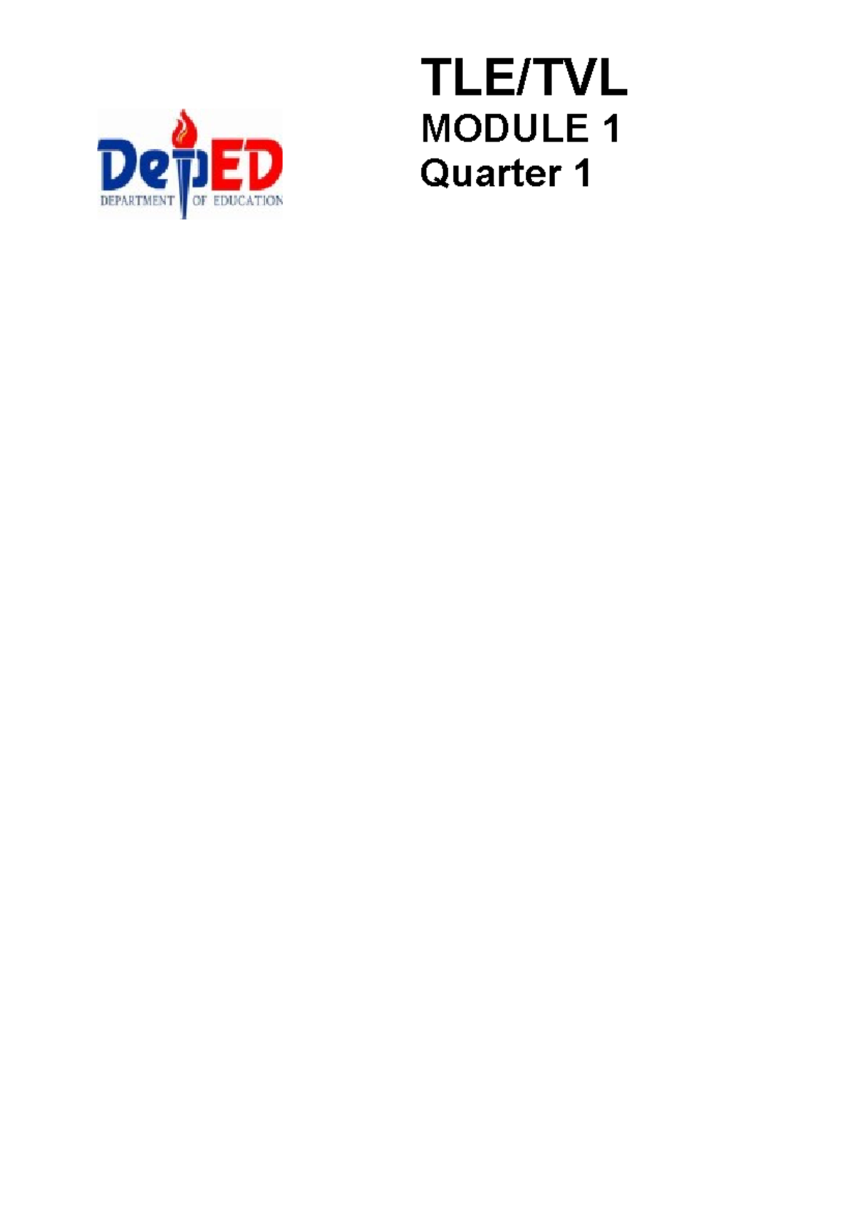 TLE-TVL HE-G9-G12 Q1-Module-1 Food-and-Beverage-Services Week-1 - Studocu