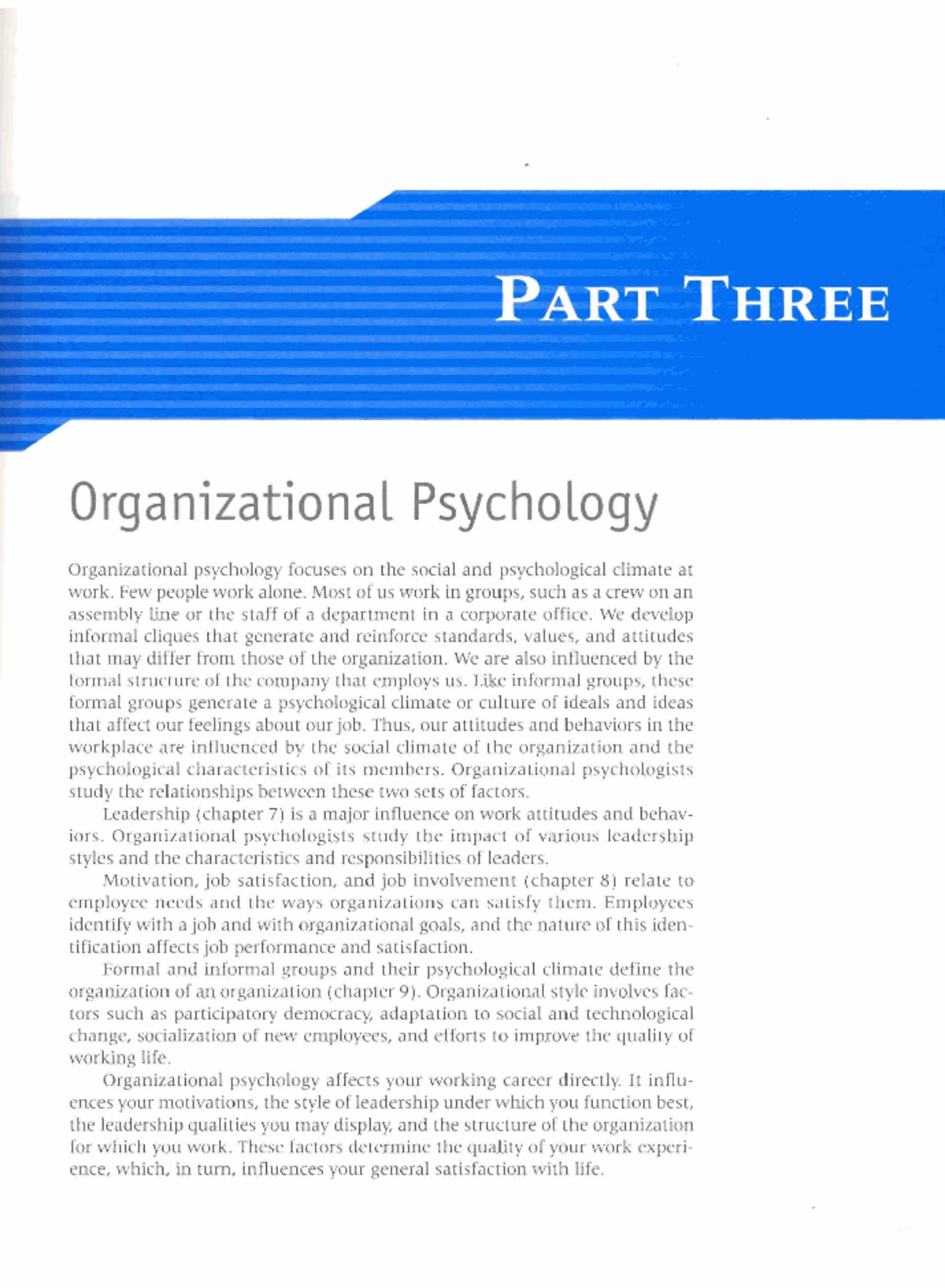 8-Part Three. Organizational Psychology Chapter 7. Leadership ...