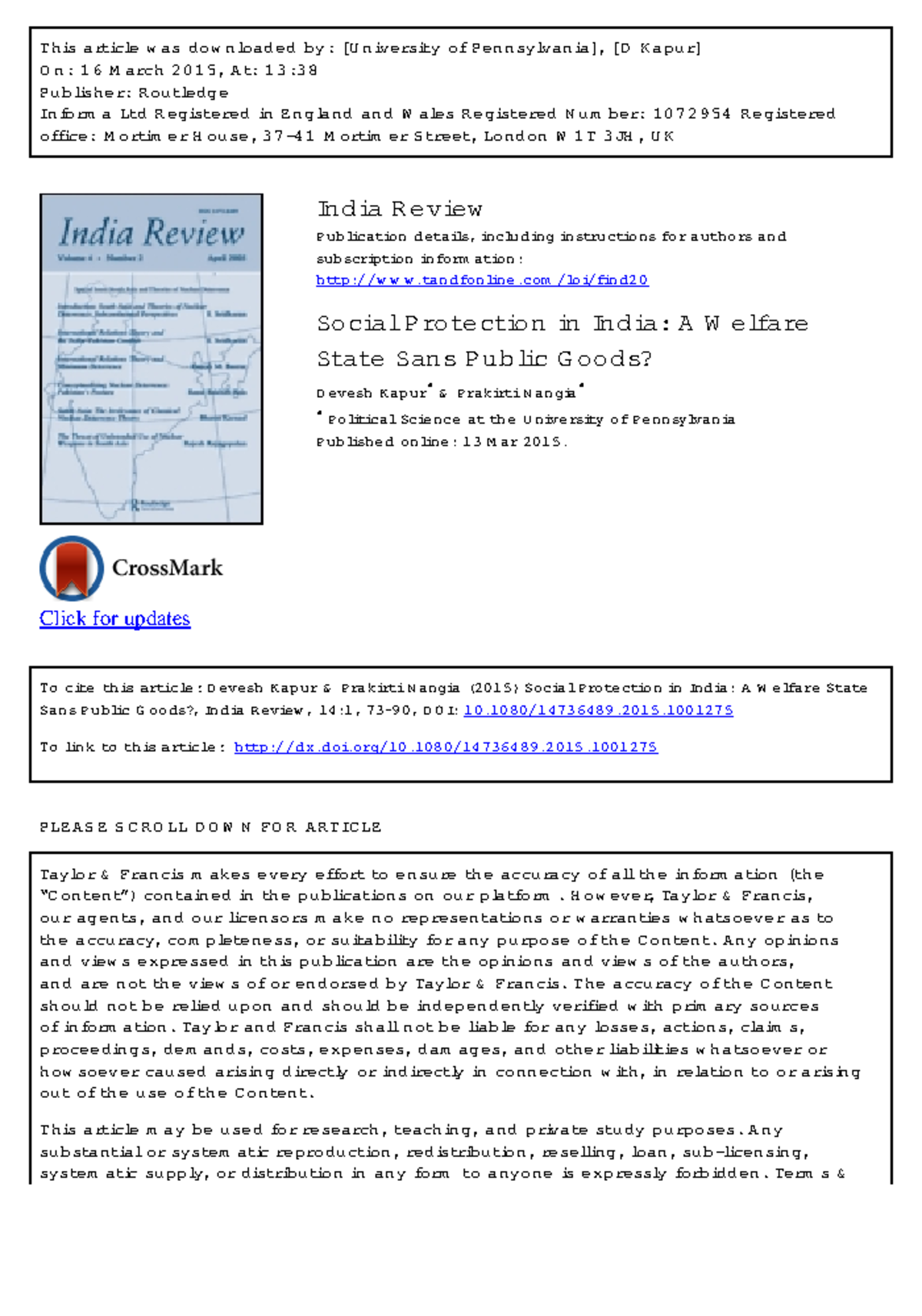 Welfare state in India (in last two decades) - This article was ...