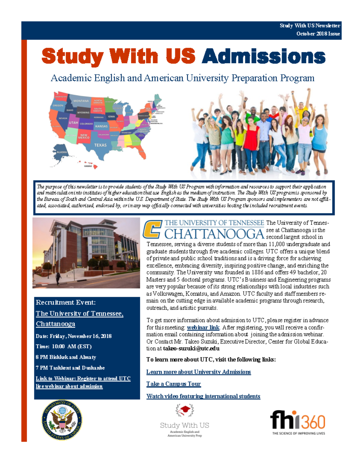 Study With US Admissions Newsletter -1 - The University of Tennes- see at Chattanooga is the ...