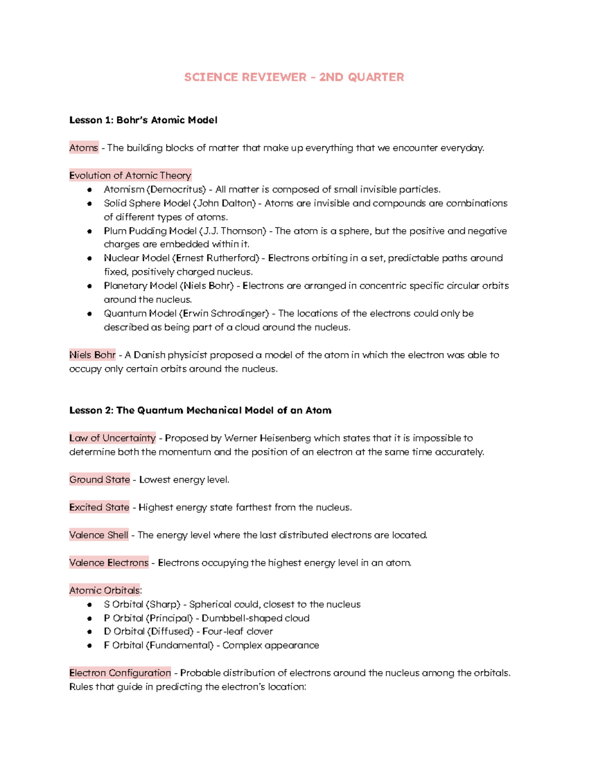 2nd Quarter Science Reviewer - SCIENCE REVIEWER - 2ND QUARTER Lesson 1 ...
