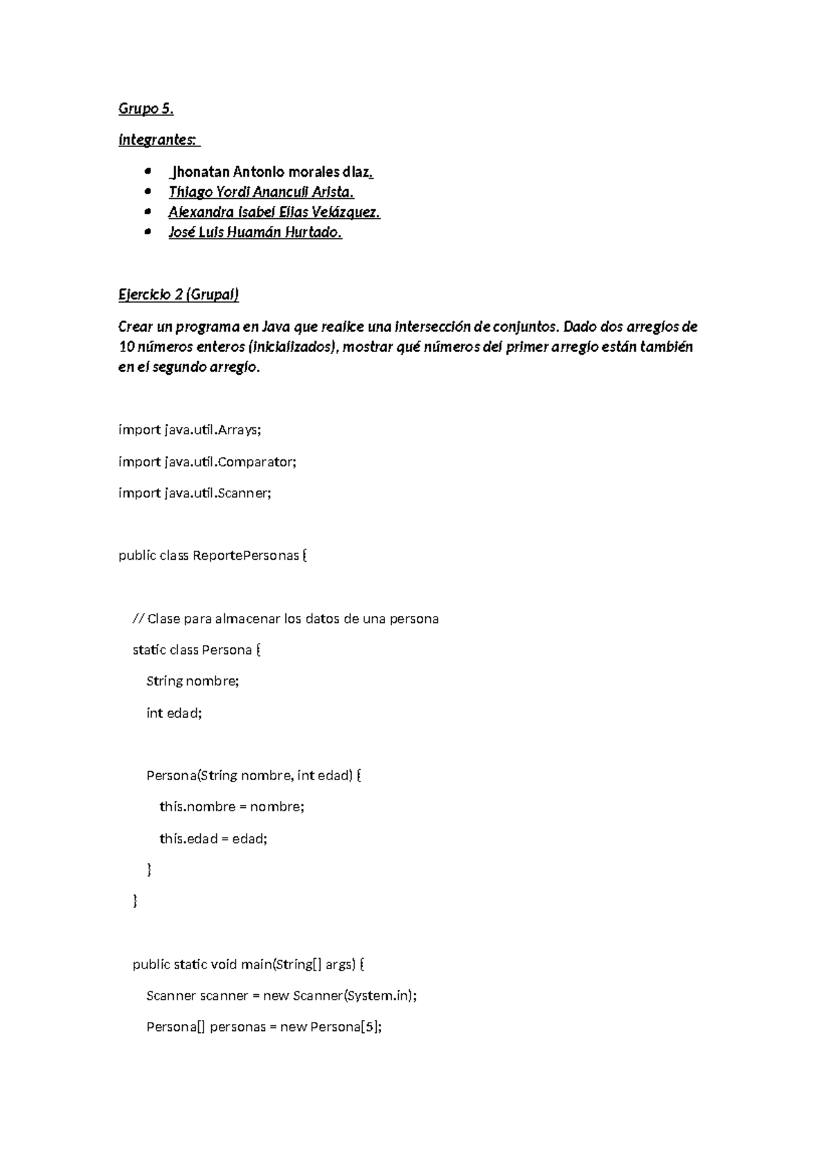 Puntos examen - esta facil - Grupo 5. Integrantes: jhonatan Antonio ...