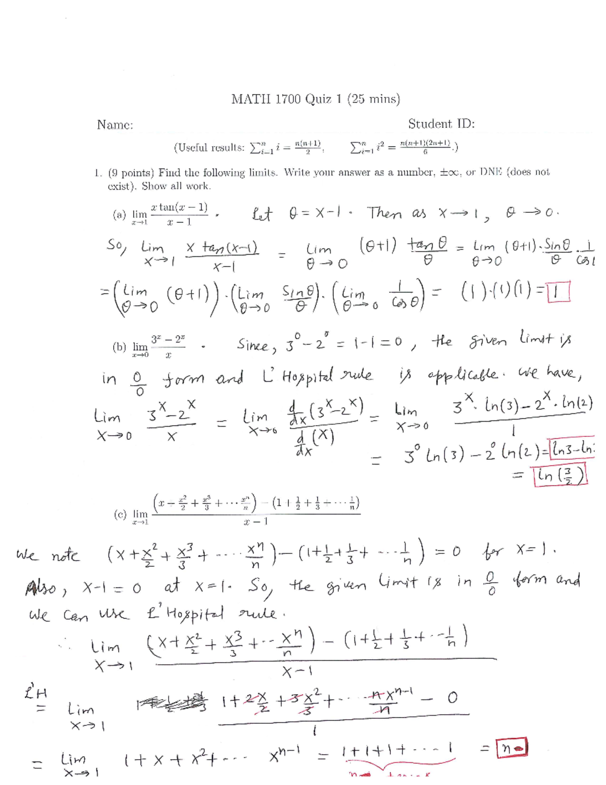 Quiz1 solutions - MATH 1700 - Studocu