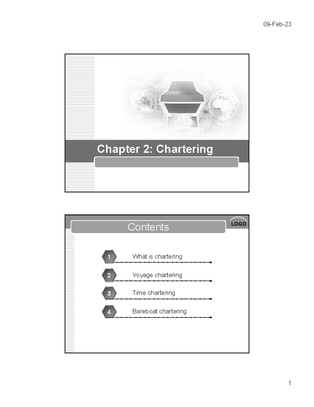 Chap 2d - Chartering - ádfasdf - Chapter 2: Chartering LOGO Contents 1 ...
