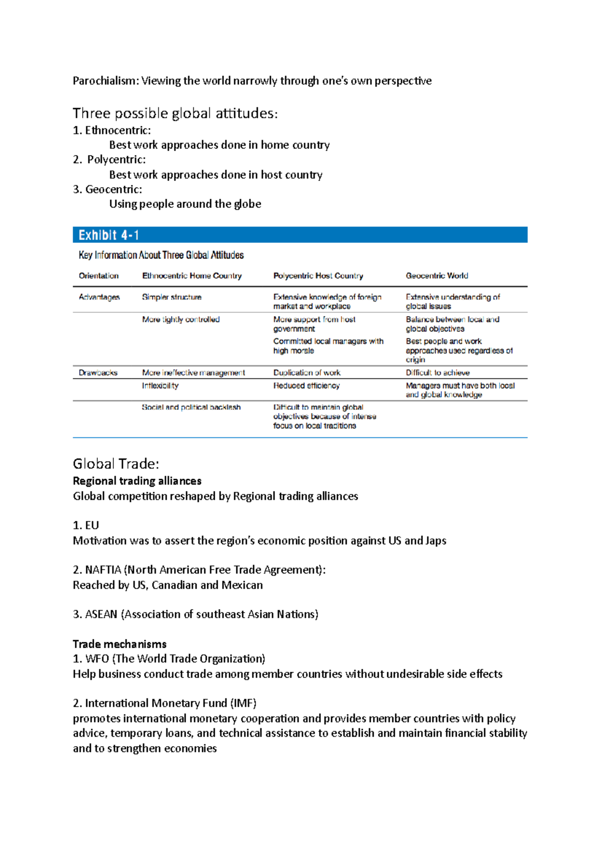 Ch 4 - Lecture notes 4 - Parochialism: Viewing the world narrowly ...