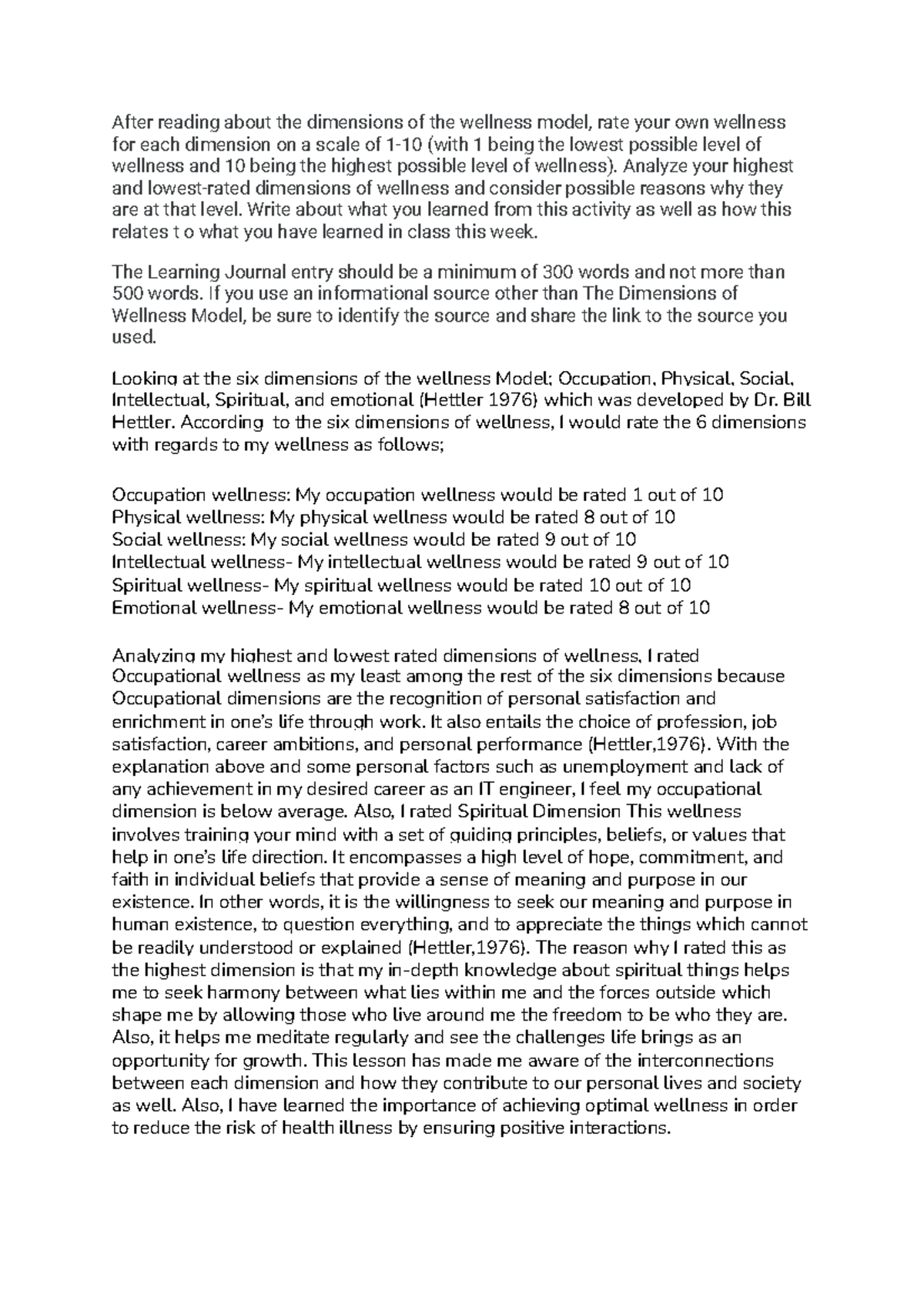 Six dimensions assignment - PSYC1111 - UoPeople - Studocu