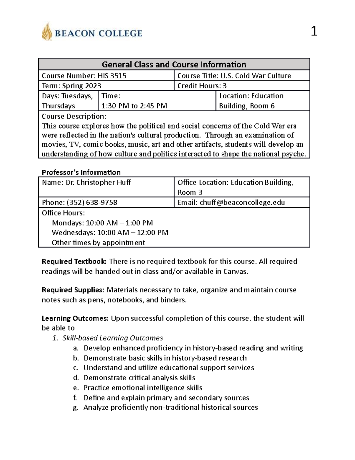 HIS 3515 SP23 Cold War Culture - General Class and Course Information ...