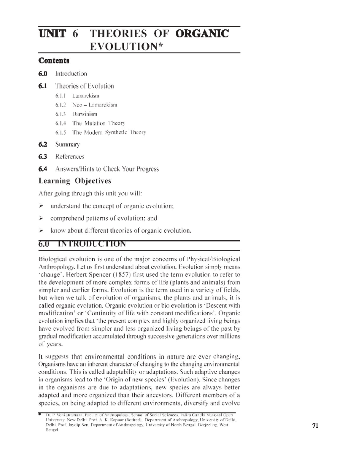 Unit-6 Theories of Organic Evolution - Anthropology - Studocu