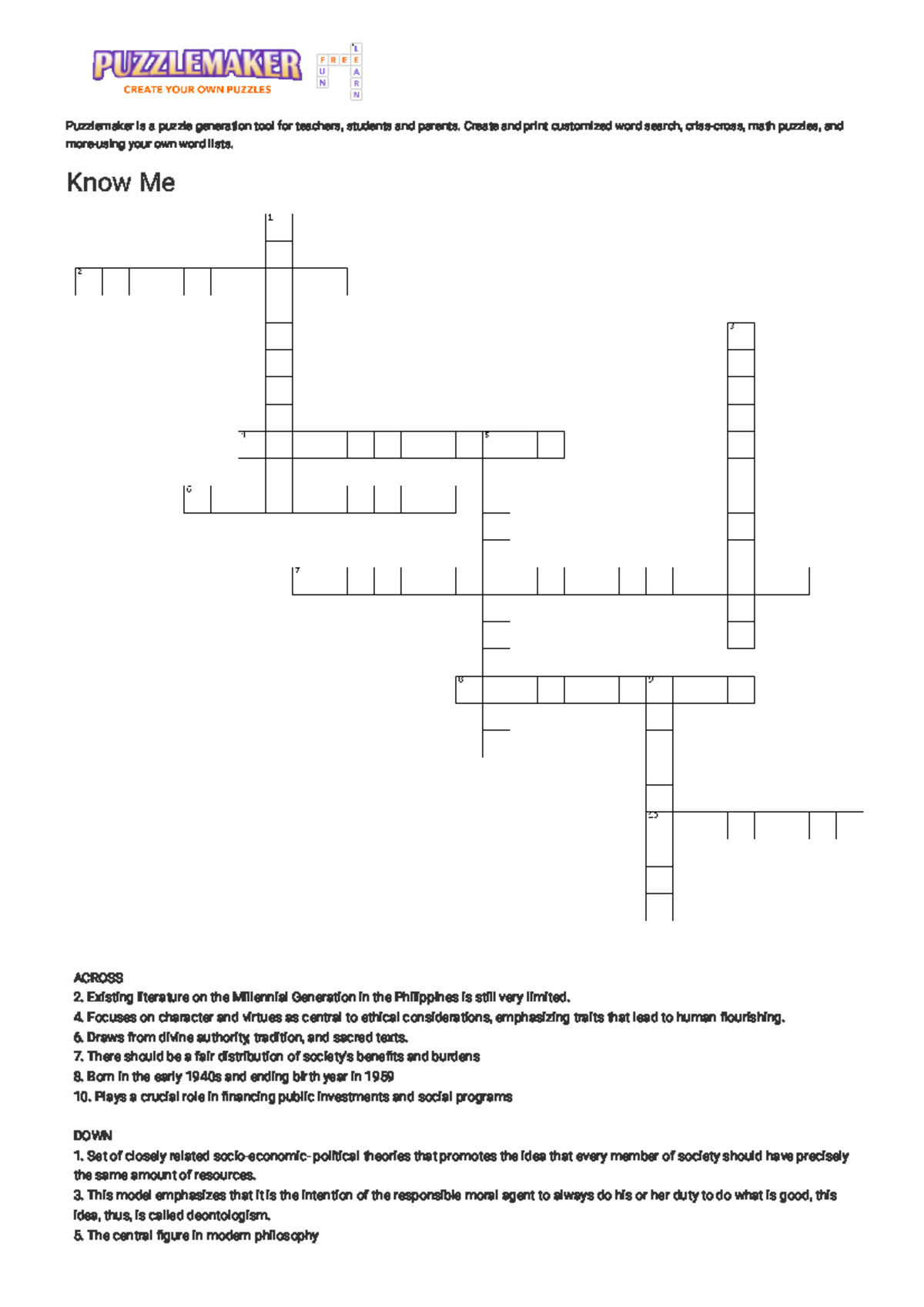 Cross-word-activity - cross word Activity - Puzzlemaker is a puzzle ...