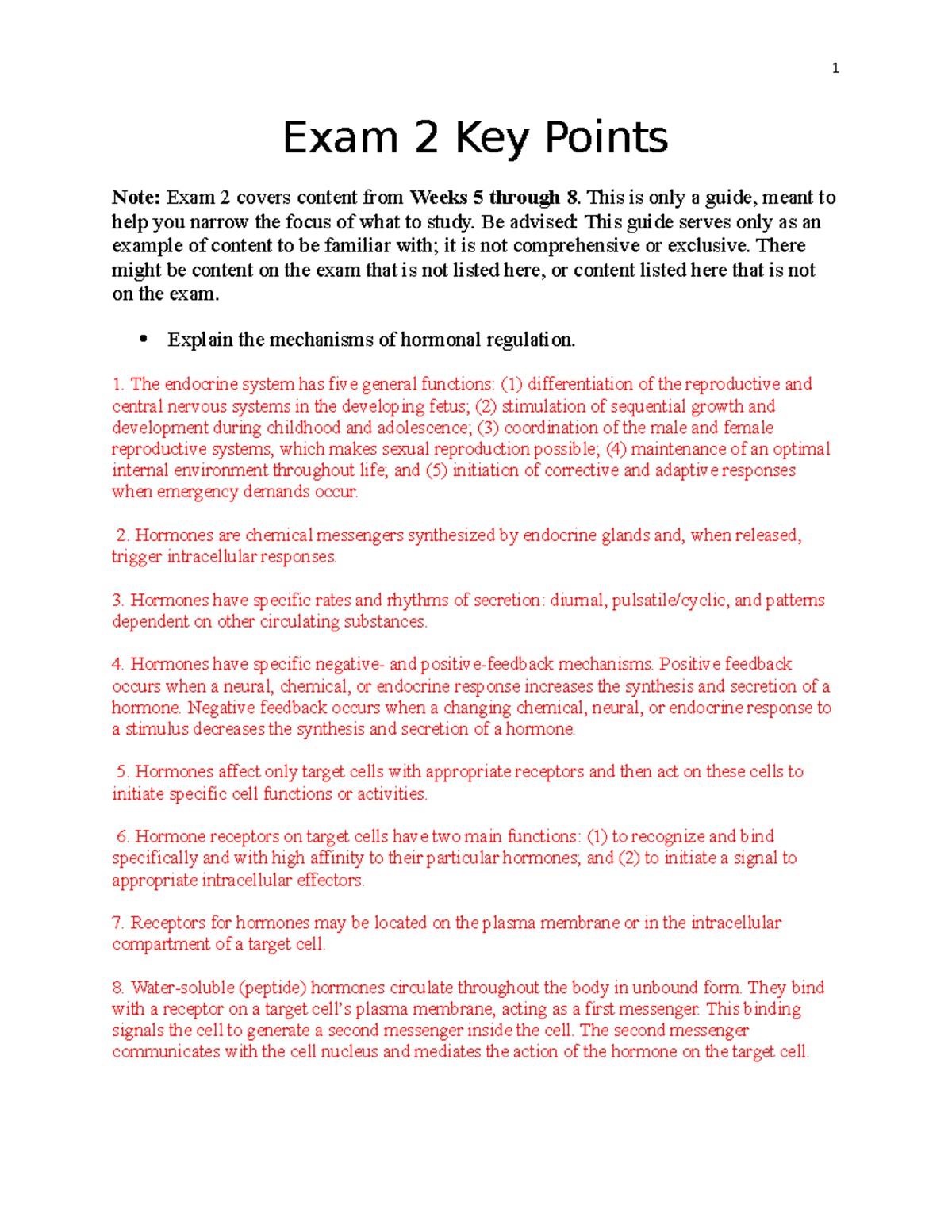 Exam 2 Key Points - This is the review for test 2 - Exam 2 Key Points ...