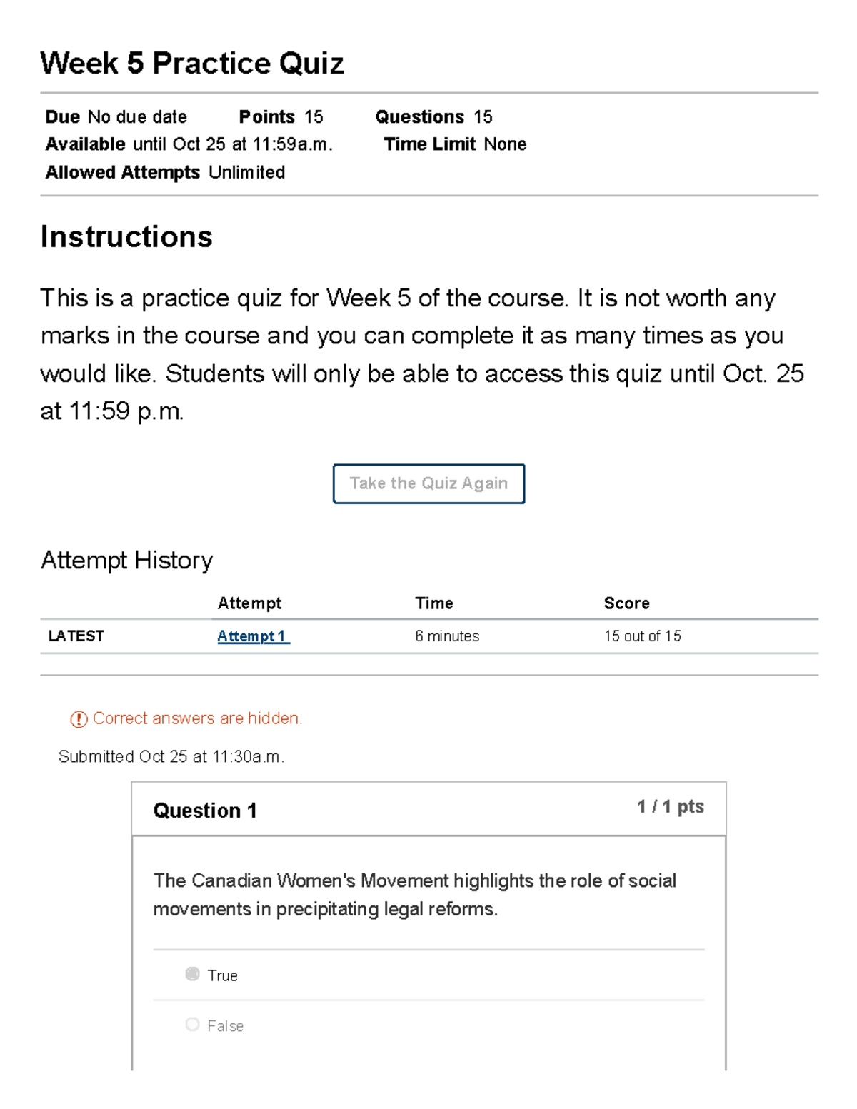 Week 5 Practice Quiz- Reading Our World - Week 5 Practice Quiz Due No ...