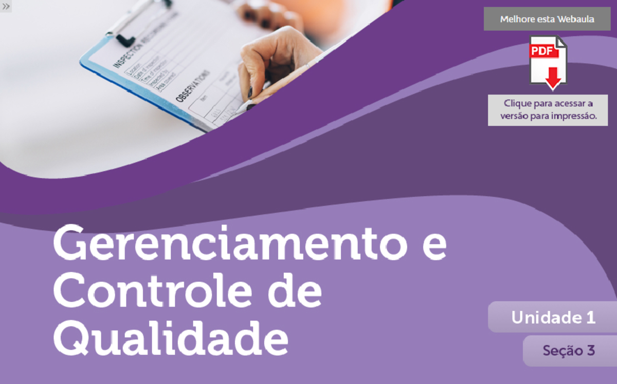 Gerenciamento controle qualidade u1 s3 - Gestão da Qualidade - Studocu