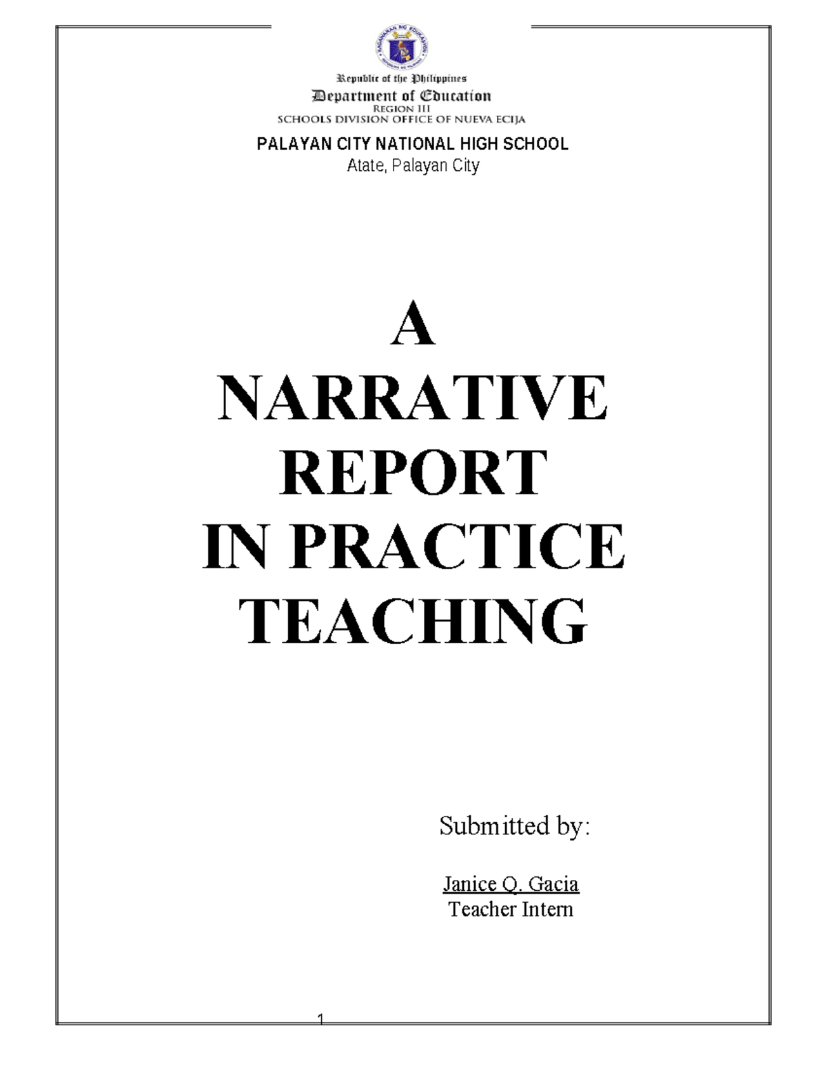 Narrative Report - Requirements - Republic of the Philippines ...