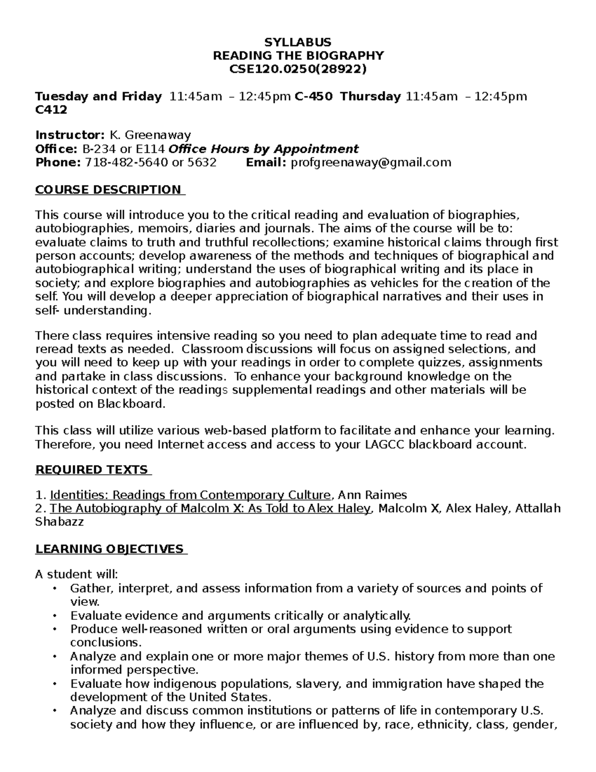 Reading THE Biography - These are all the information that students to ...