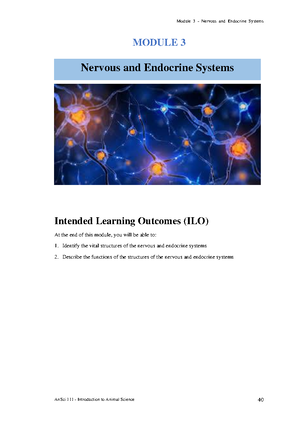 Introduction to Animal Science - MODULE 1 Intended Learning Outcomes ...