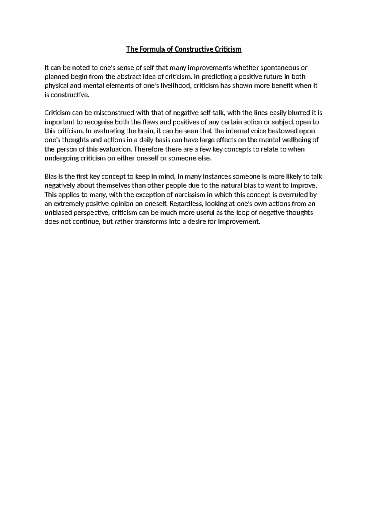 The Formula of Constructive Criticism - In predicting a positive future ...