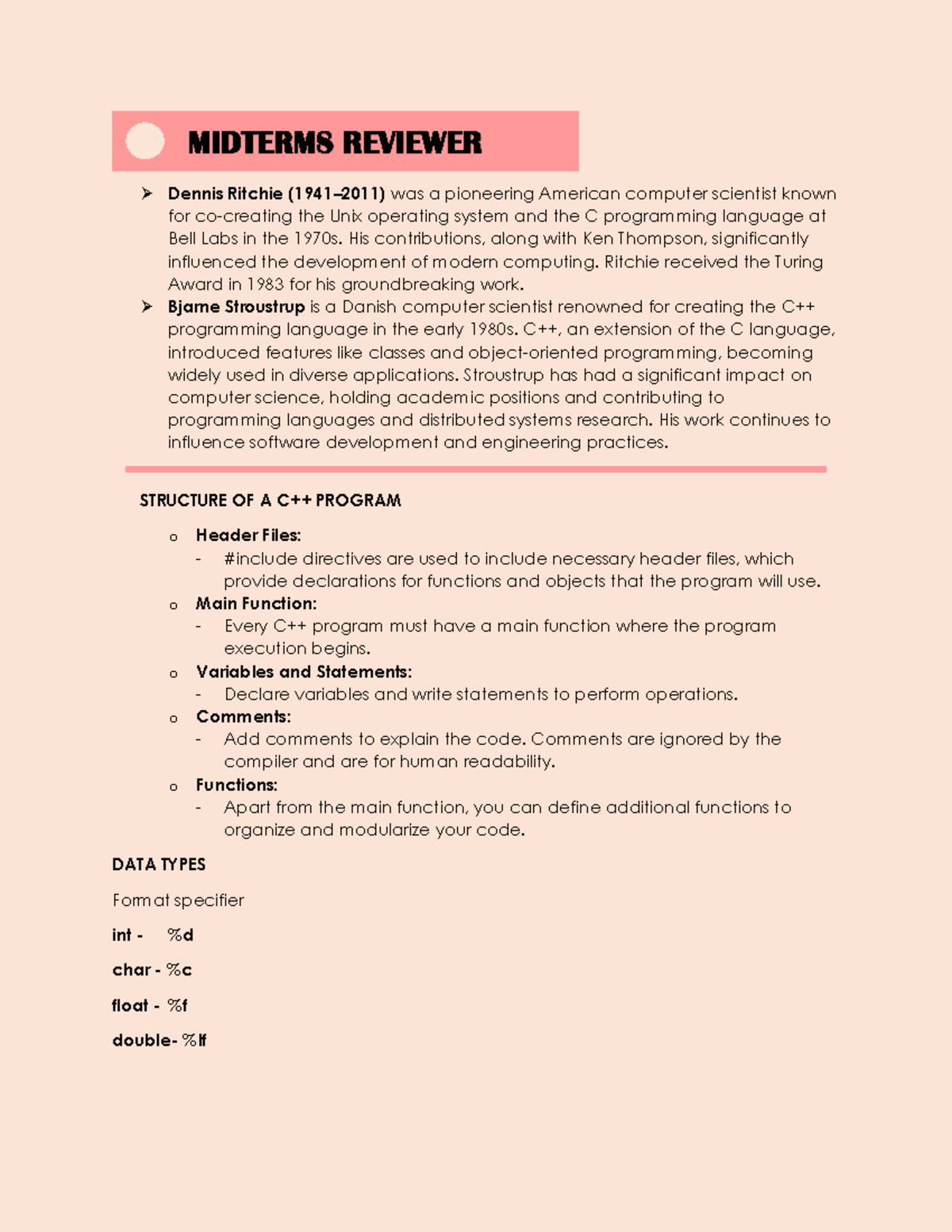 Short- Reviewer- Programming - Dennis Ritchie (1941–2011) was a ...