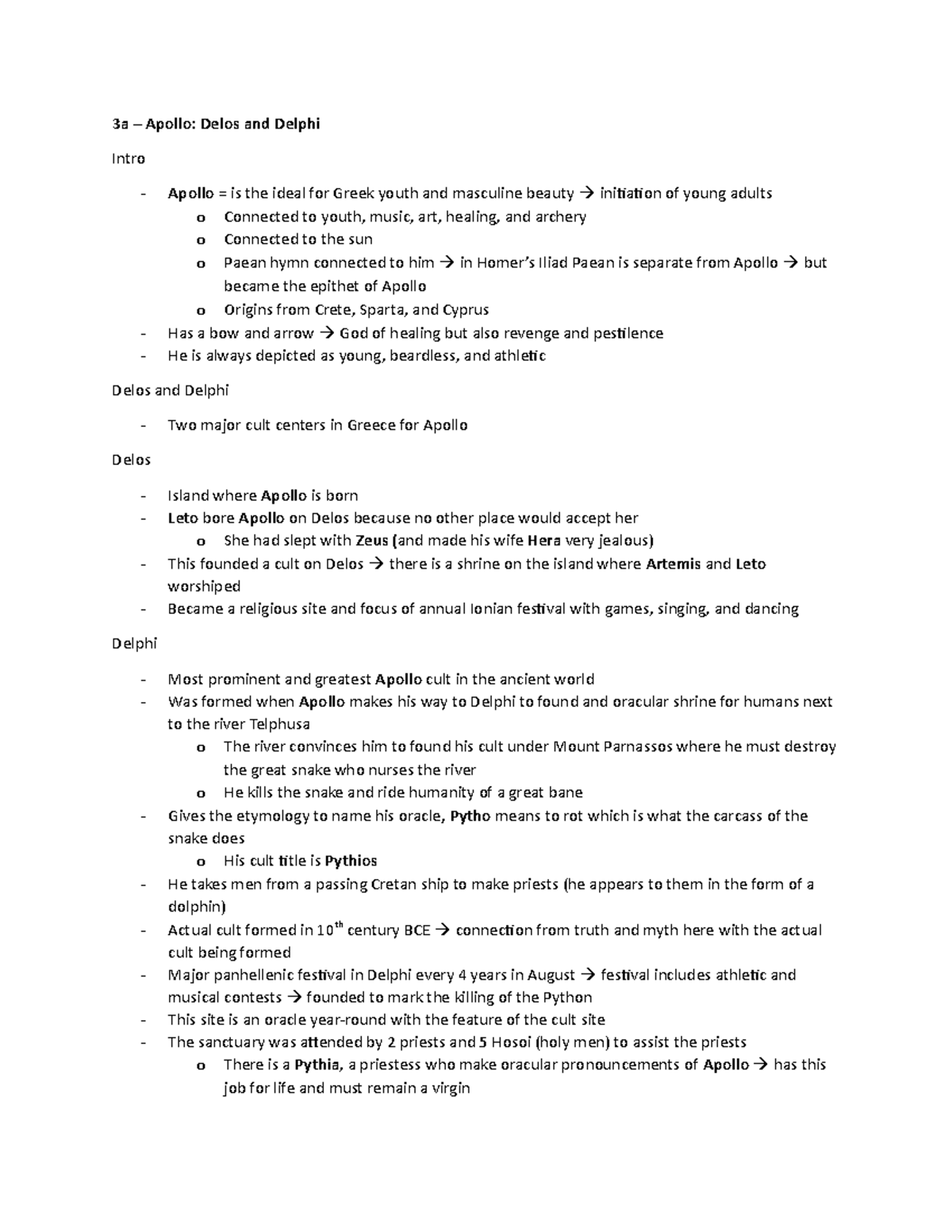 CLAS 104 - Module 3 - 3a – Apollo: Delos and Delphi Intro Apollo = is ...