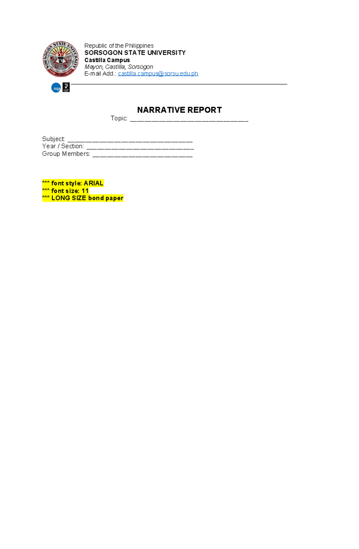 Narrative Report Group Reporting TCW Finals - Republic of the Philippines SORSOGON STATE ...