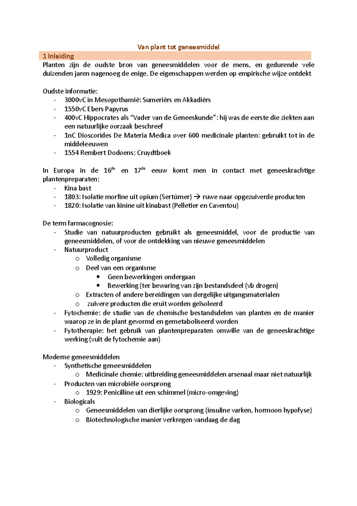 Samenvatting Plant tot geneemiddel Officieel - Van plant tot ...