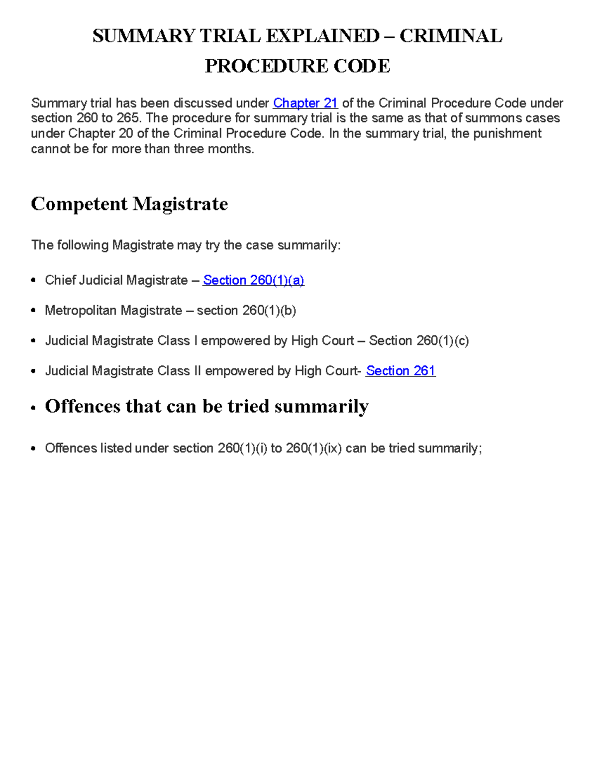 Summary Trial Explained Criminal Procedu - SUMMARY TRIAL EXPLAINED ...