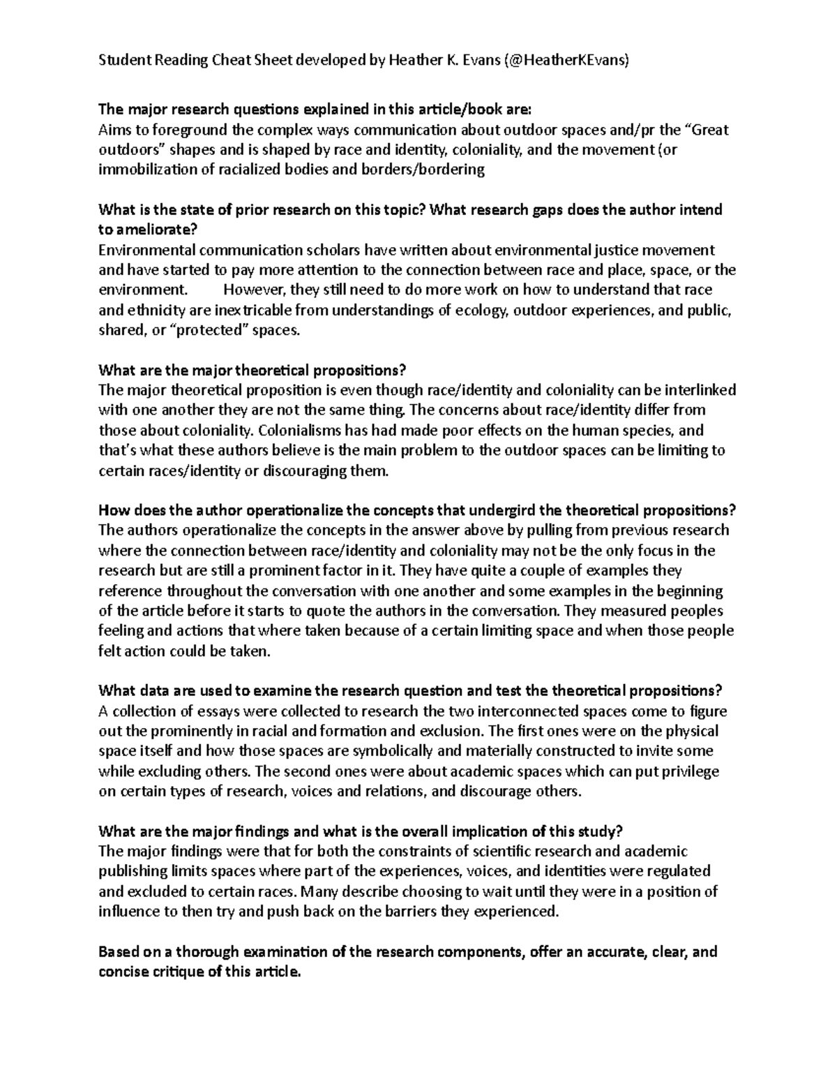 SCOM 354 communication race and outdoor spaces cheat sheet - Student ...