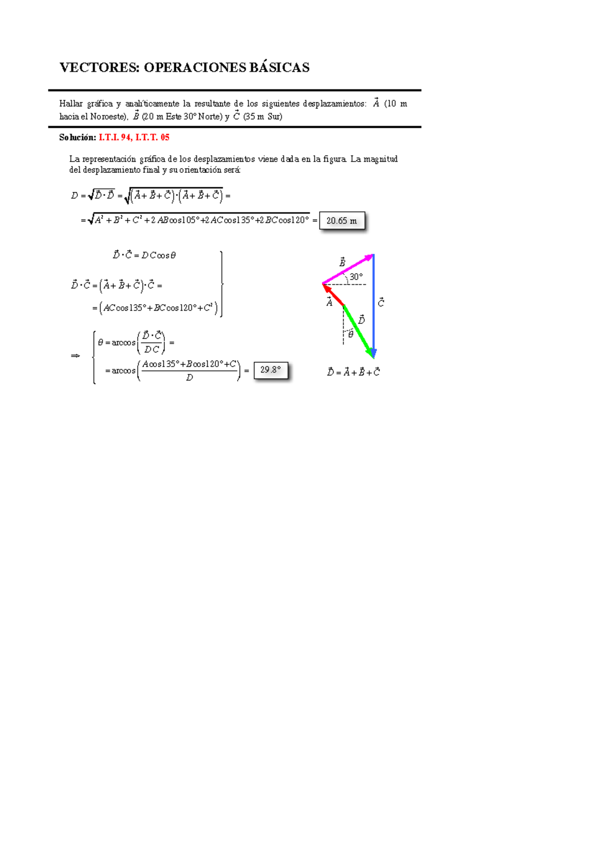 Operaciones básicas con vectores - VECTORES: OPERACIONES BÁSICAS Hallar gráfica y analíticamente ...