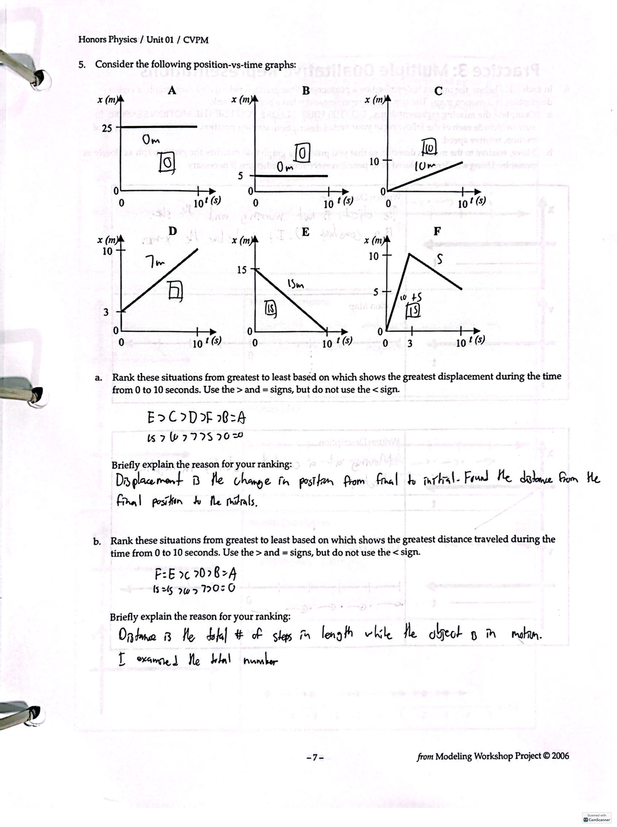 Cam Scanner 10-03-2024 22 - Honors Physics Unit 01 CVPM 5. Consider the ...