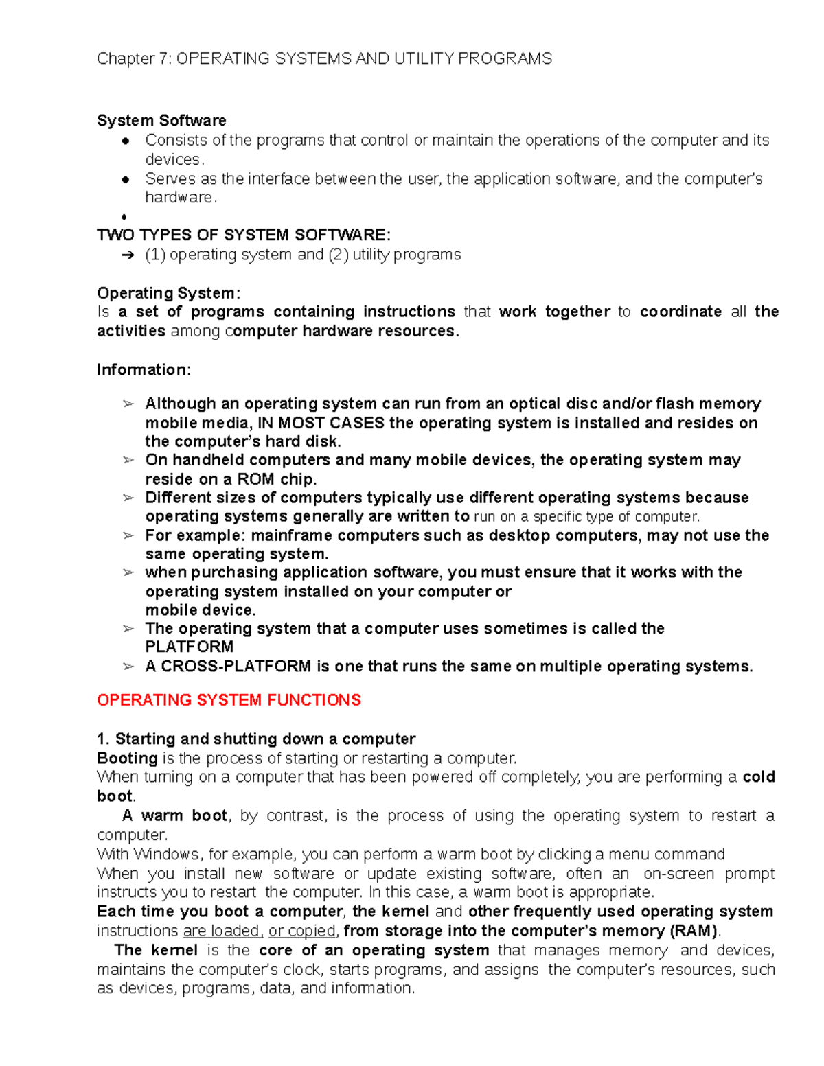 IT Lec Mid Rev 1 Operating Systems AND Utility Programs - Chapter 7 ...