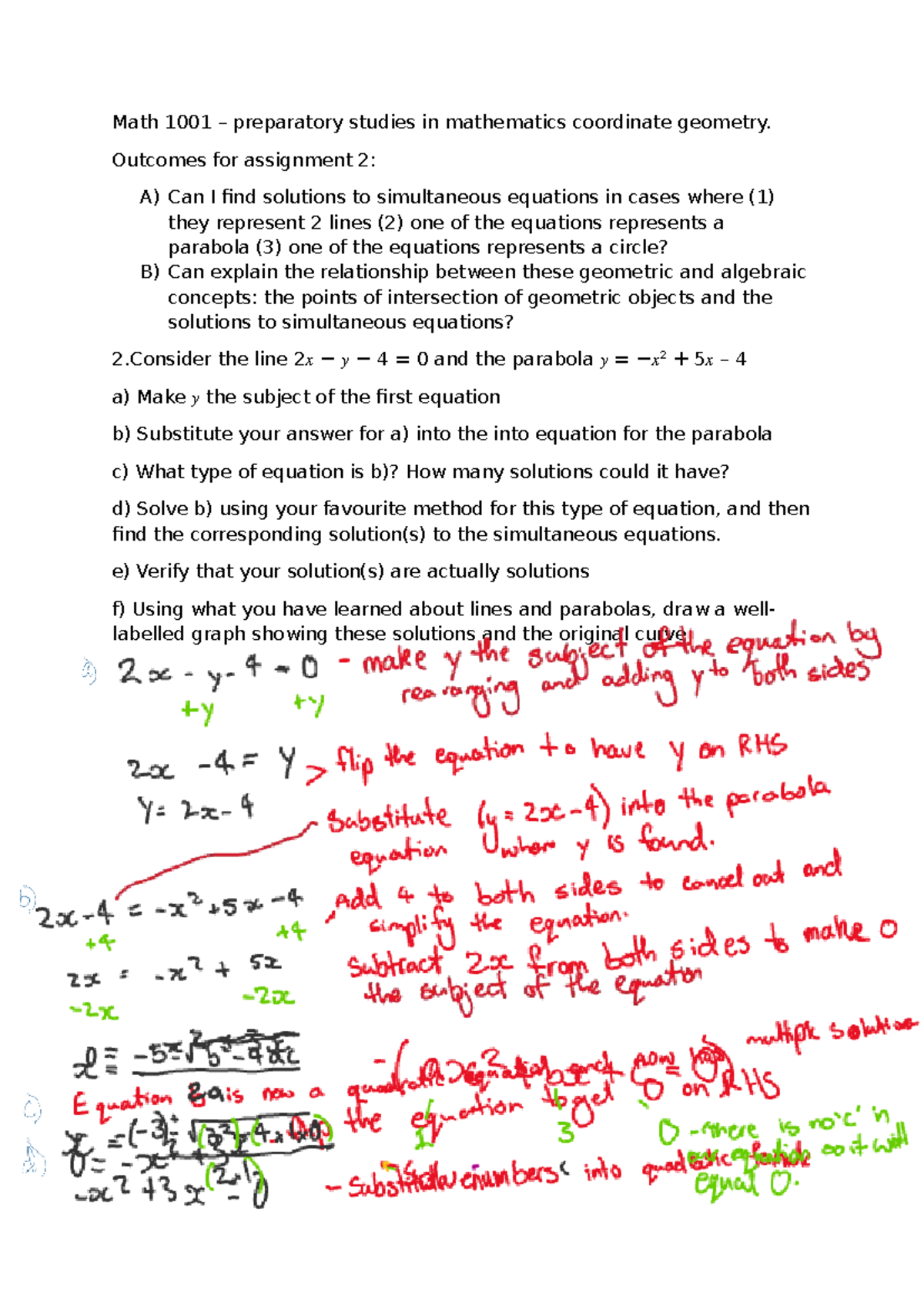 Coordinate geometry 2024 - Math 1001 – preparatory studies in ...