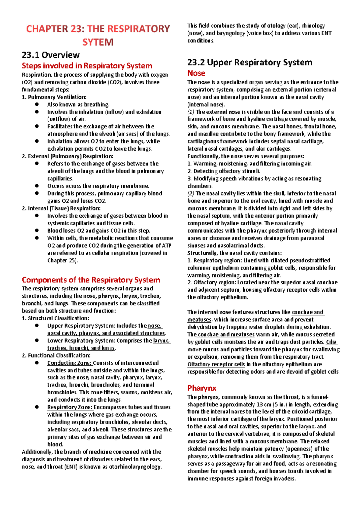 Chapter-23 - 23 Overview Steps involved in Respiratory System ...