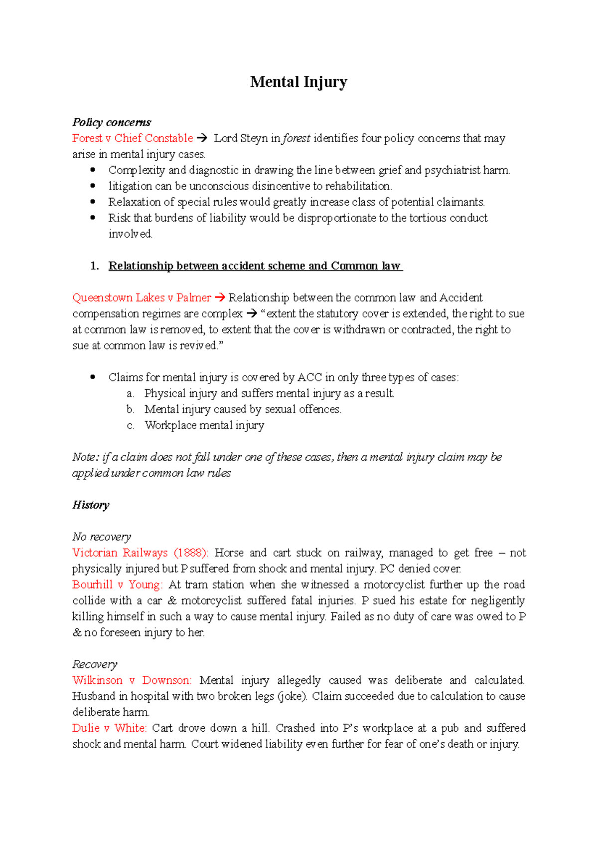 Mental Injury - Mental Injury Policy concerns Forest v Chief Constable ...