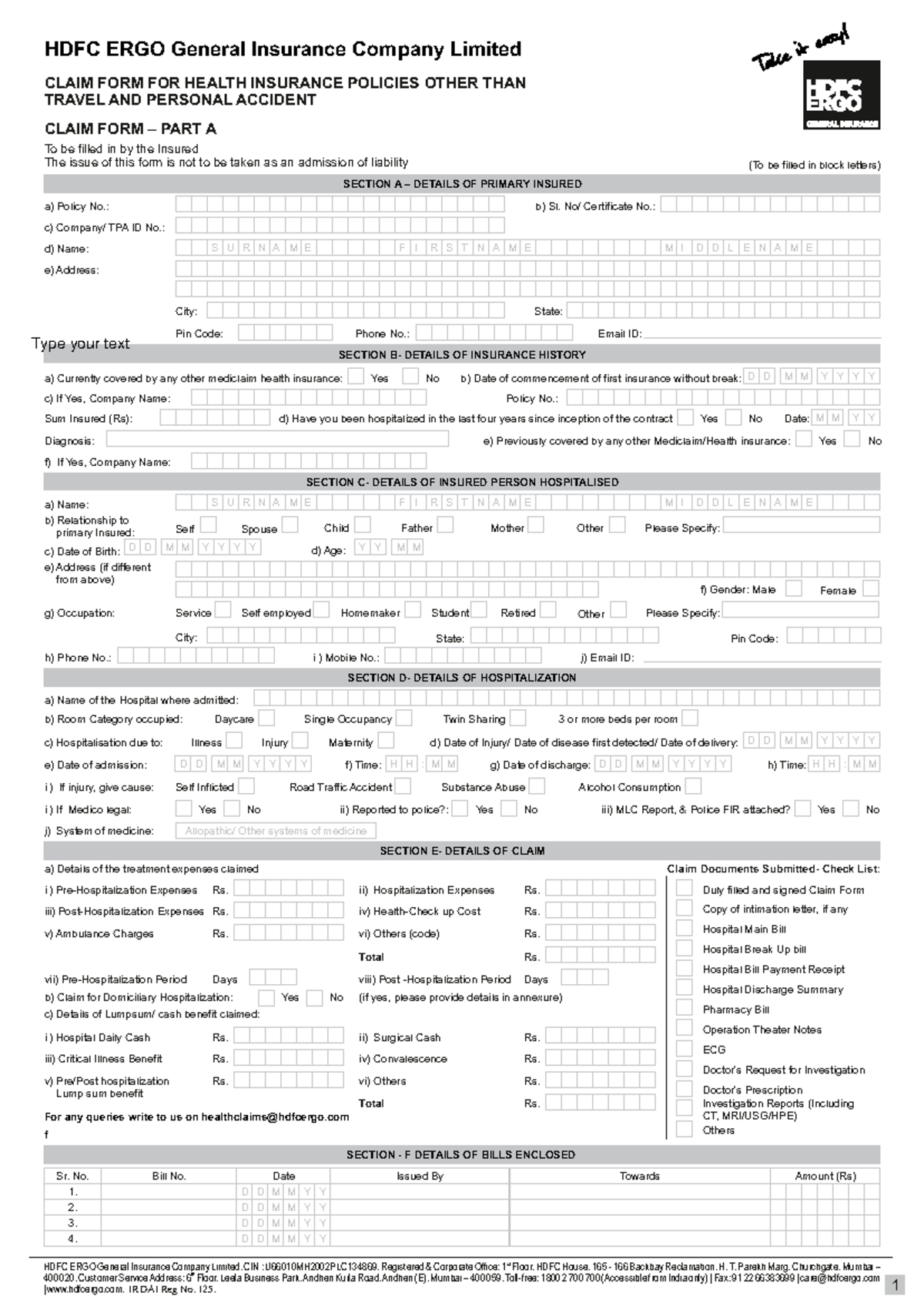 Hdfc bank merged - HDFC ERGO General Insurance Company Limited CLAIM ...