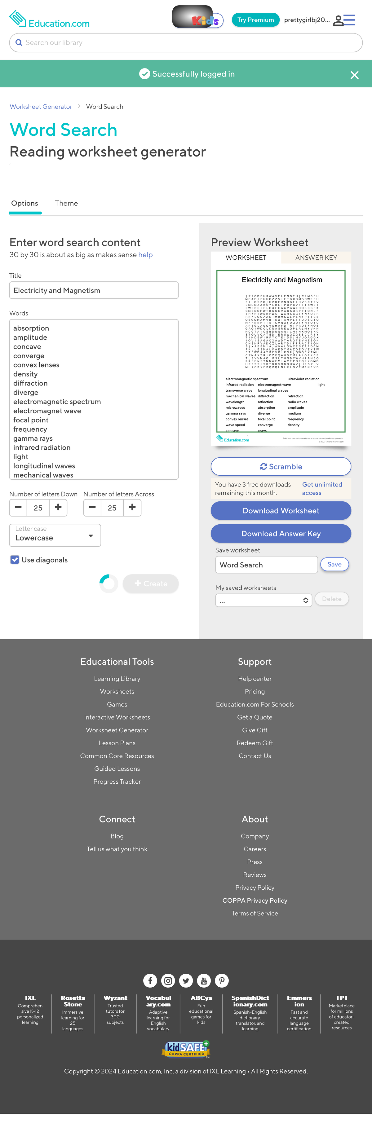Word Search Worksheet Generator Education - Xpsltiffu!Hfofsbups! ! Xpse ...