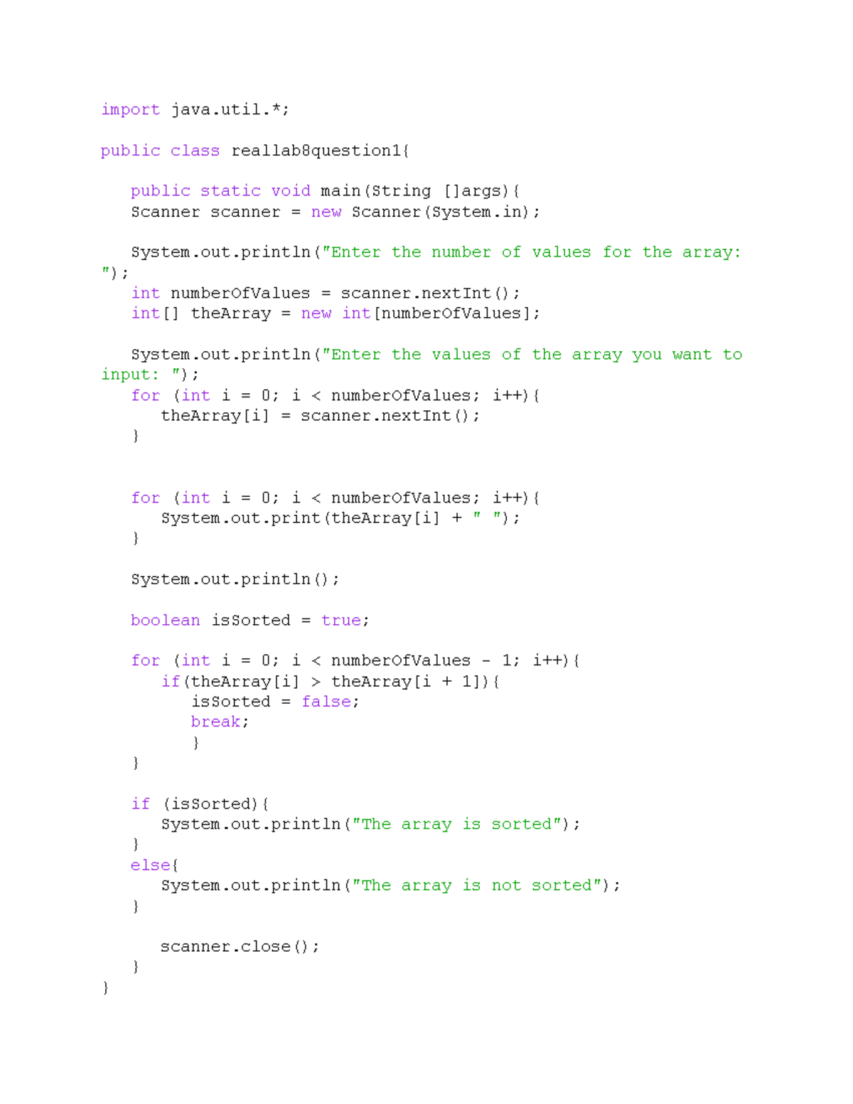 Lab8 answers - public class reallab8question1{ public static void main(String []args){ Scanner ...