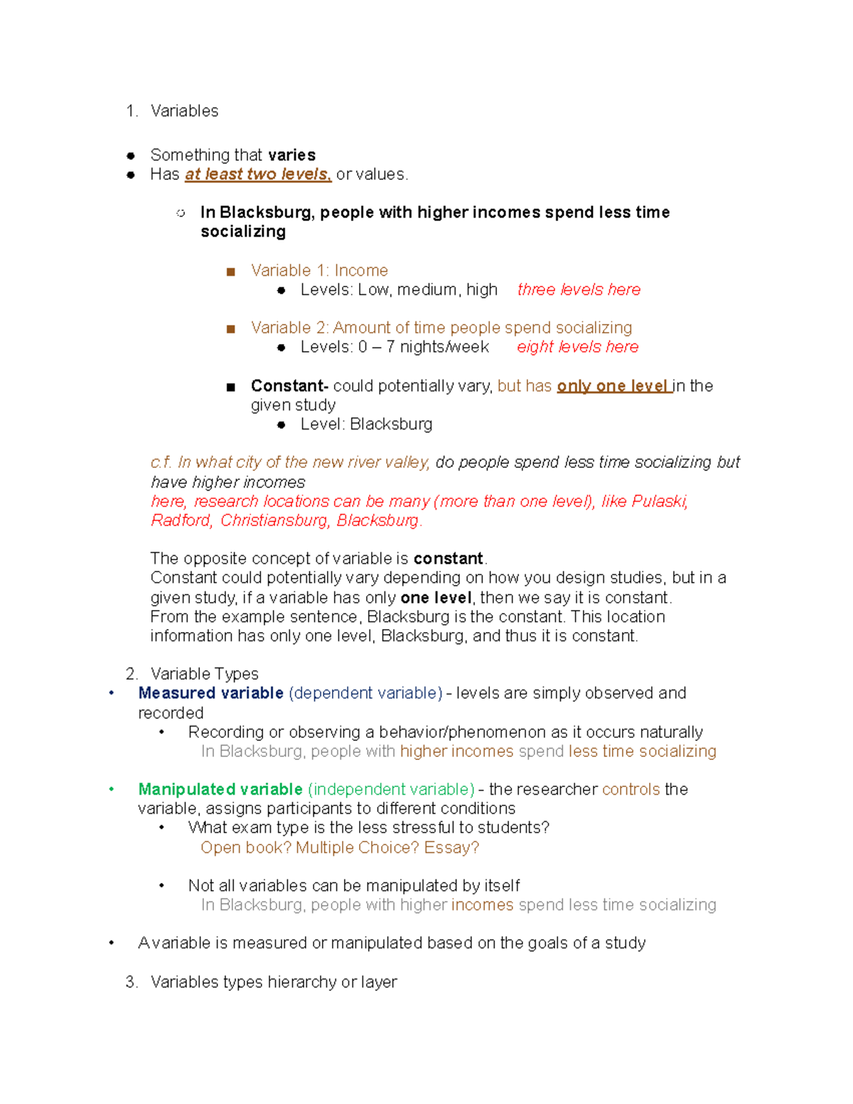 Chapter 3 part1 Variables document - Variables Something that varies ...