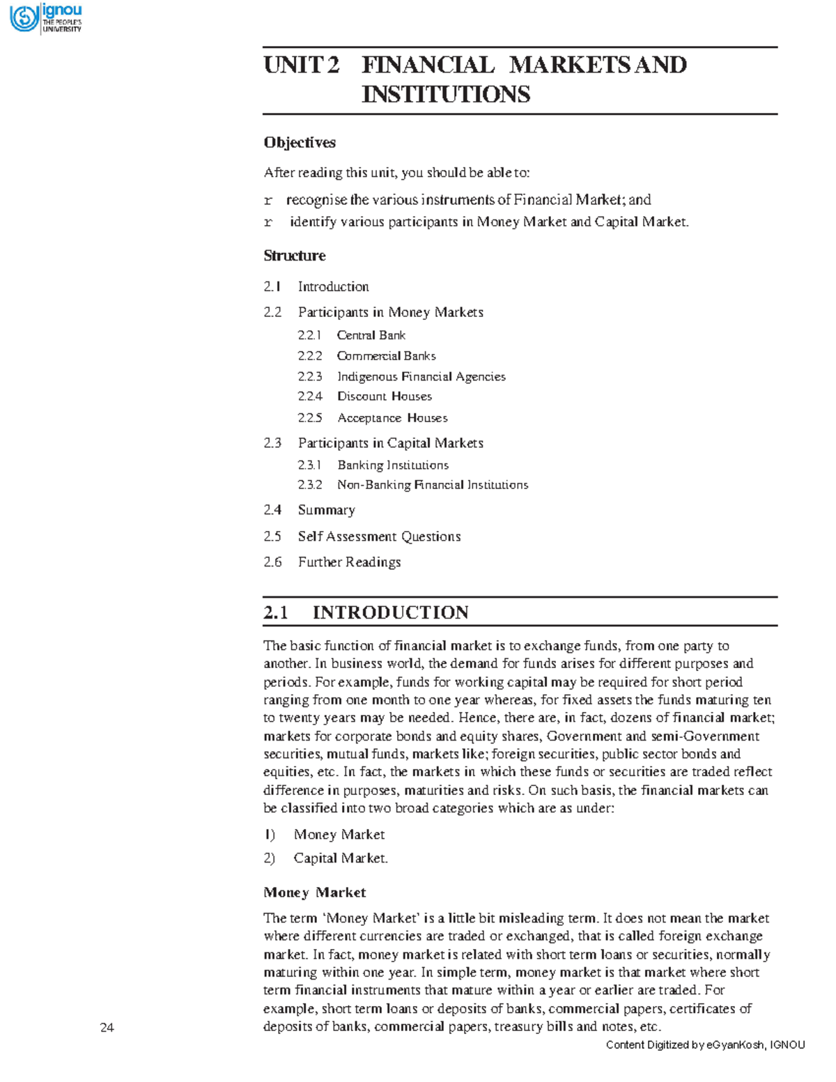 Unit-2 - gfrfdg - 24 Financial System, Markets and Services UNIT 2 ...