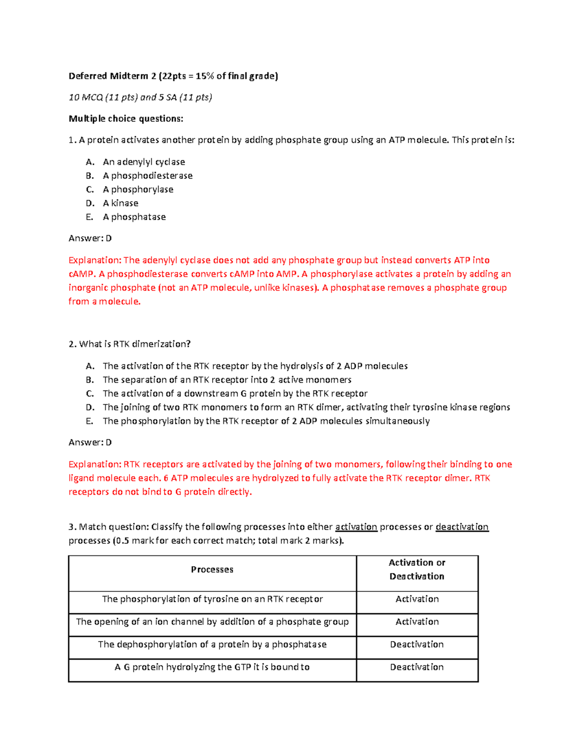 Midterm 2 deferred - Bio 1140 2022 - Deferred Midterm 2 (22pts = 15% of ...